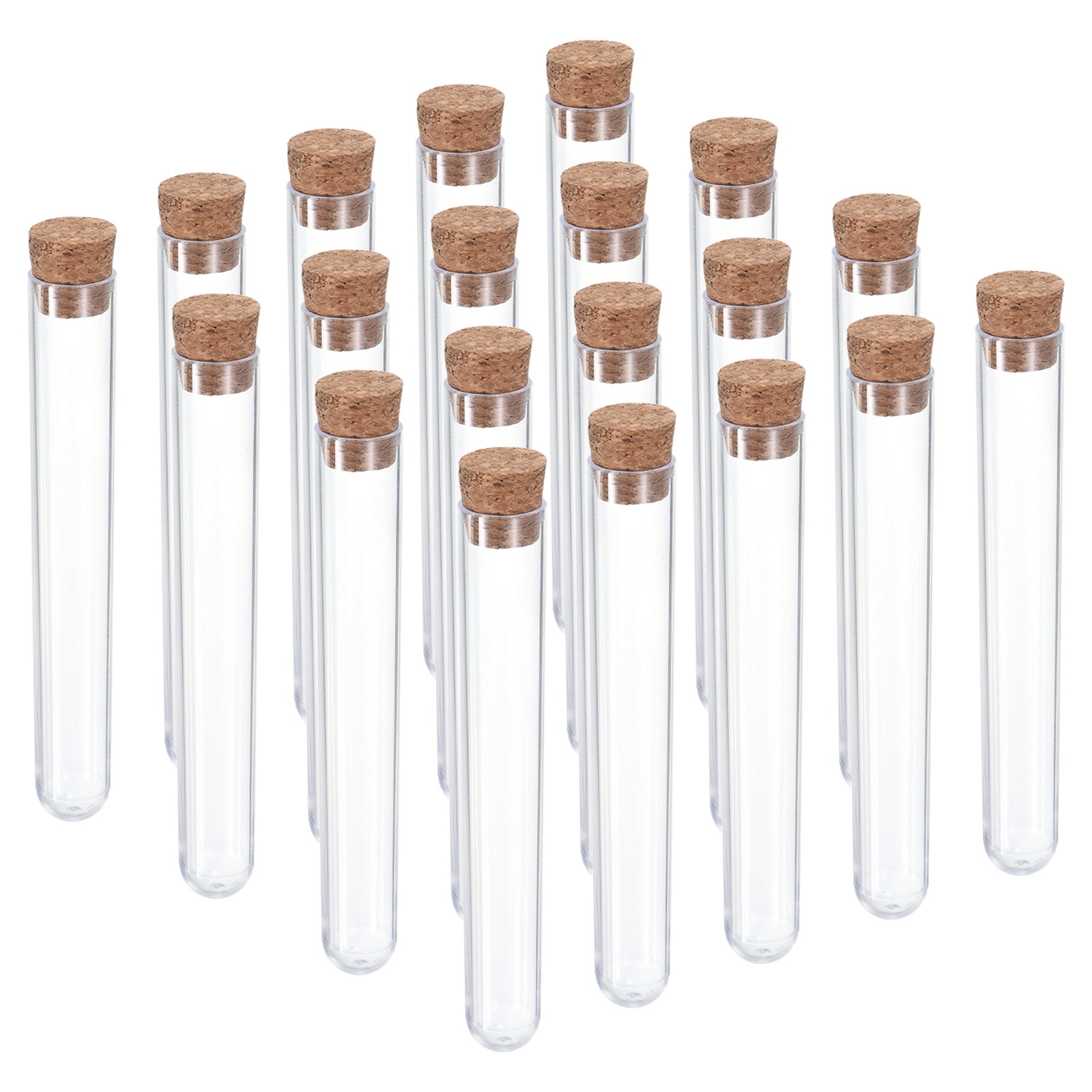 Uxcell 9ml Plastic Test Tubes with Cork Stoppers, 20Pcs 100x15mm Tubes ...