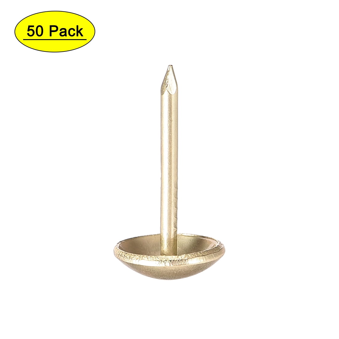 Uxcell 9mm Dia 17mm Height Gold Tone Round Thumb Nail Tacks 50 Pack ...