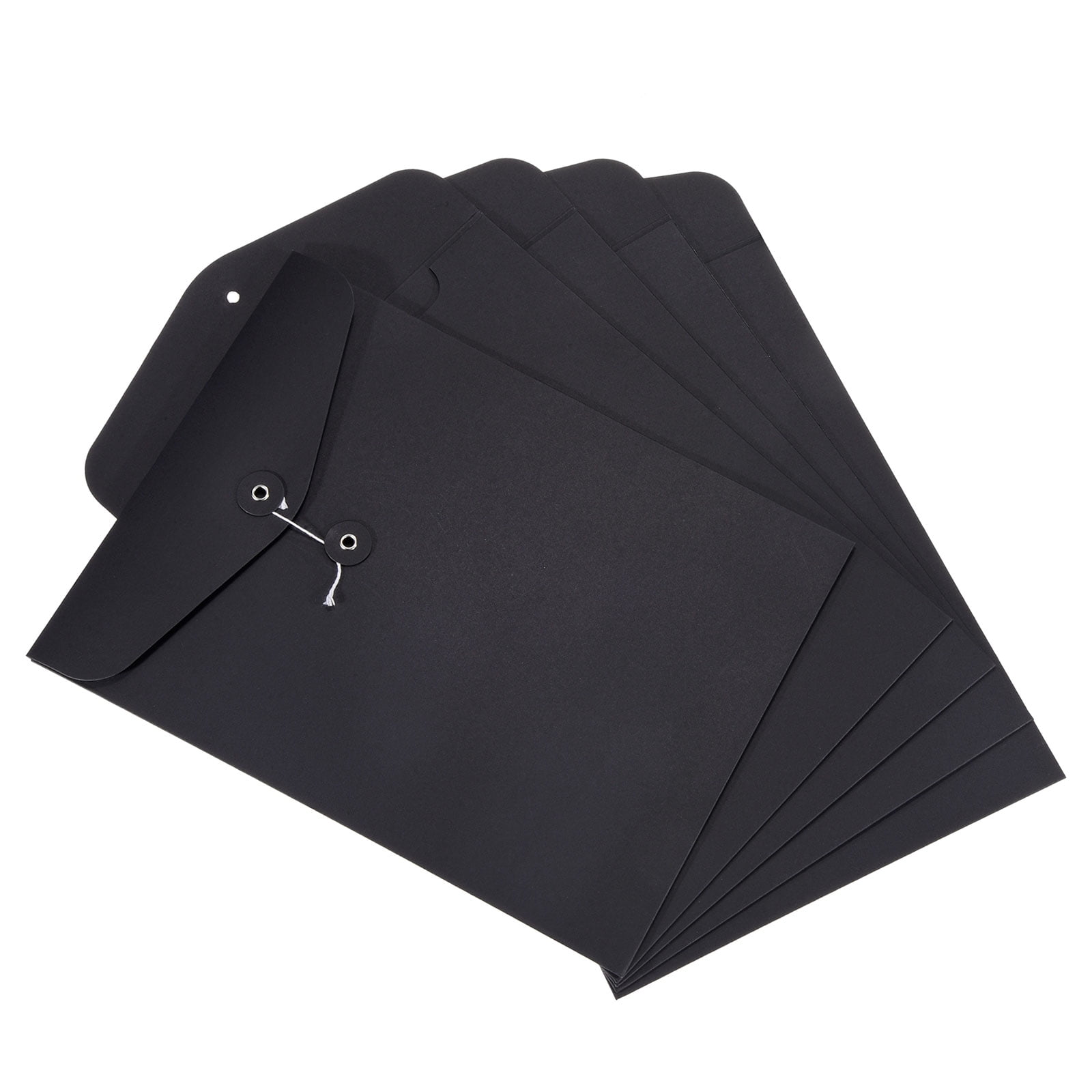 Uxcell A4 Document Holder Filing Pocket String Tie File Folders, Black ...