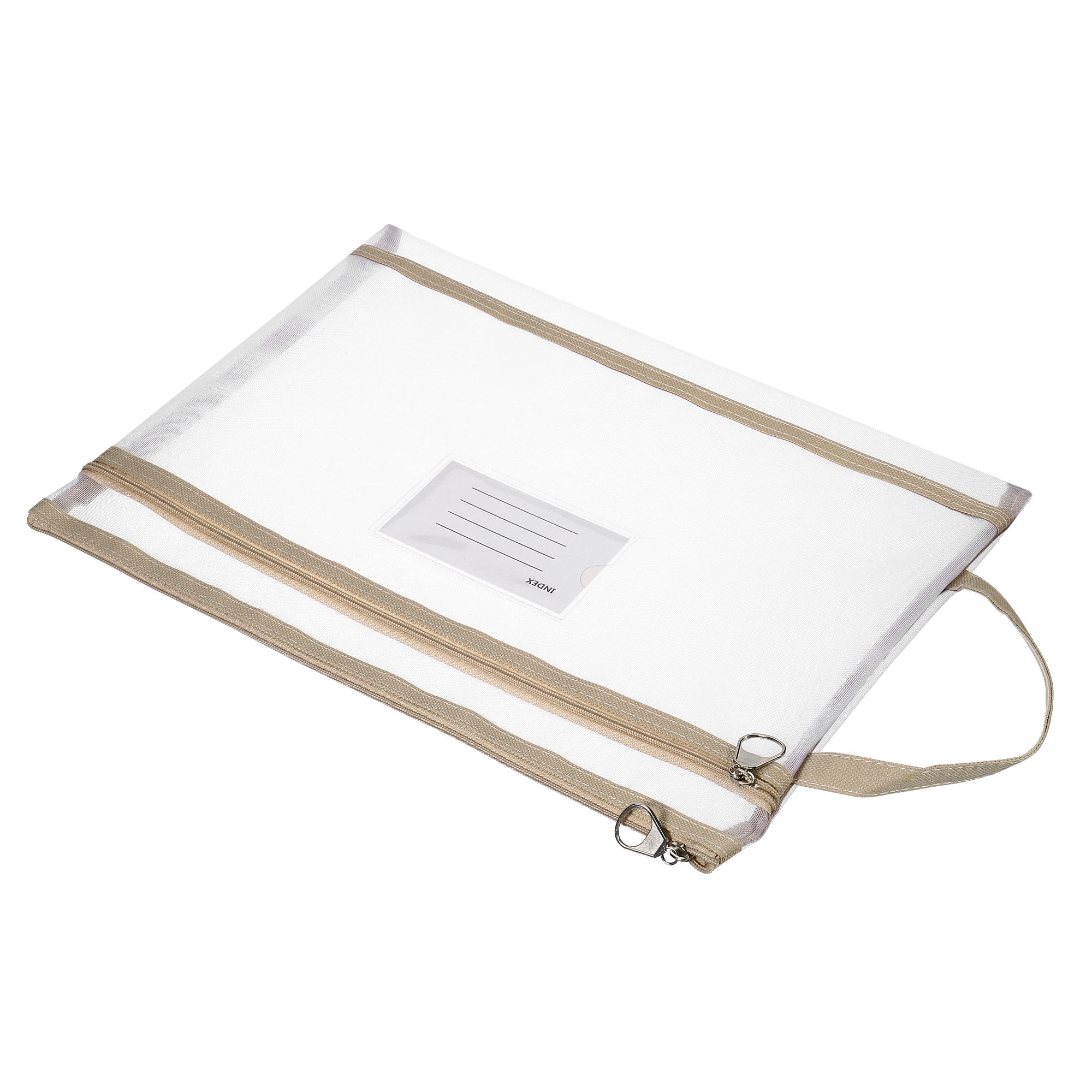 Uxcell A4 Nylon Document Pouch with Handle Mesh Clear Zip Files Bag ...