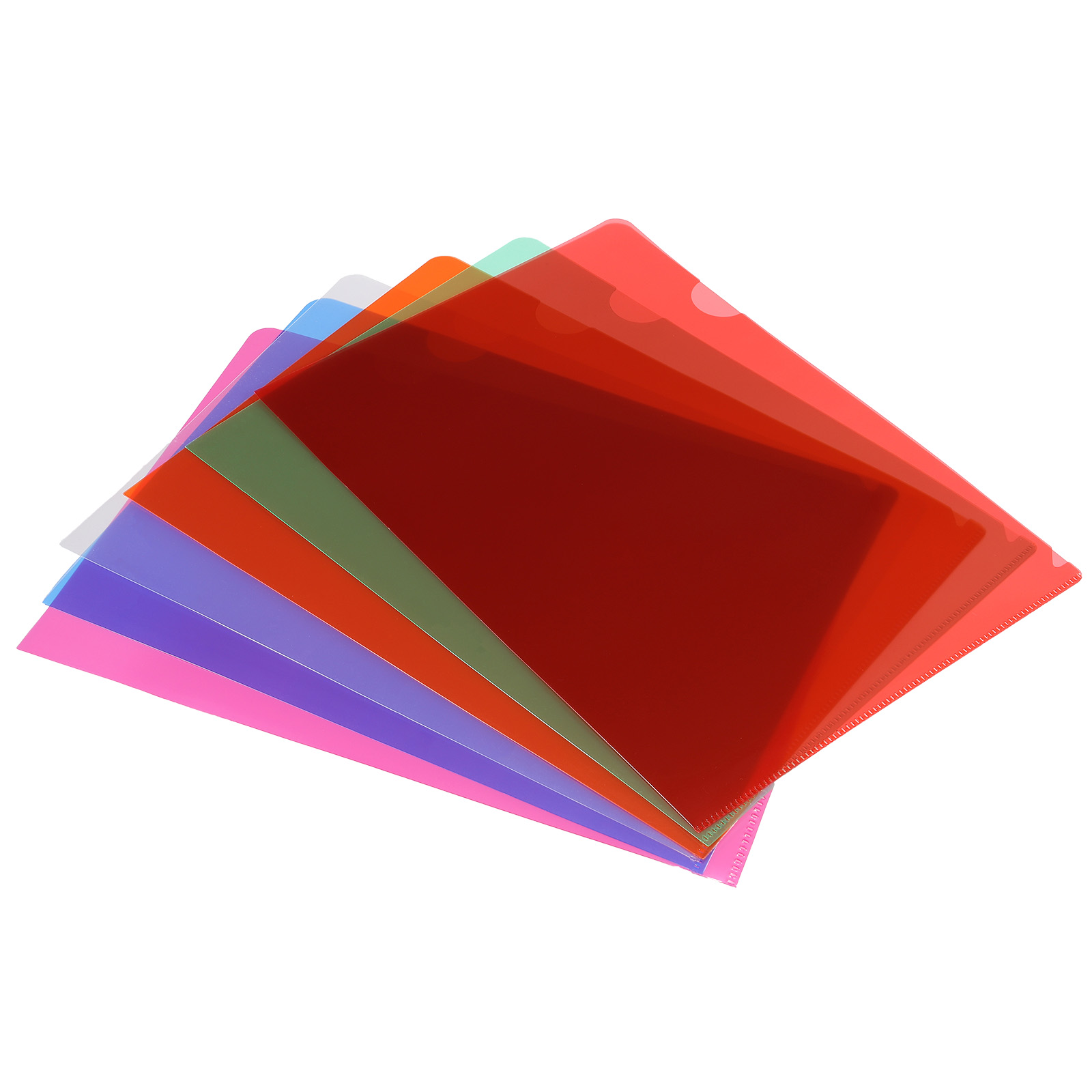 Uxcell A4 Plastic Clear Document Pouch L Type Folders, Multicolor 24 ...
