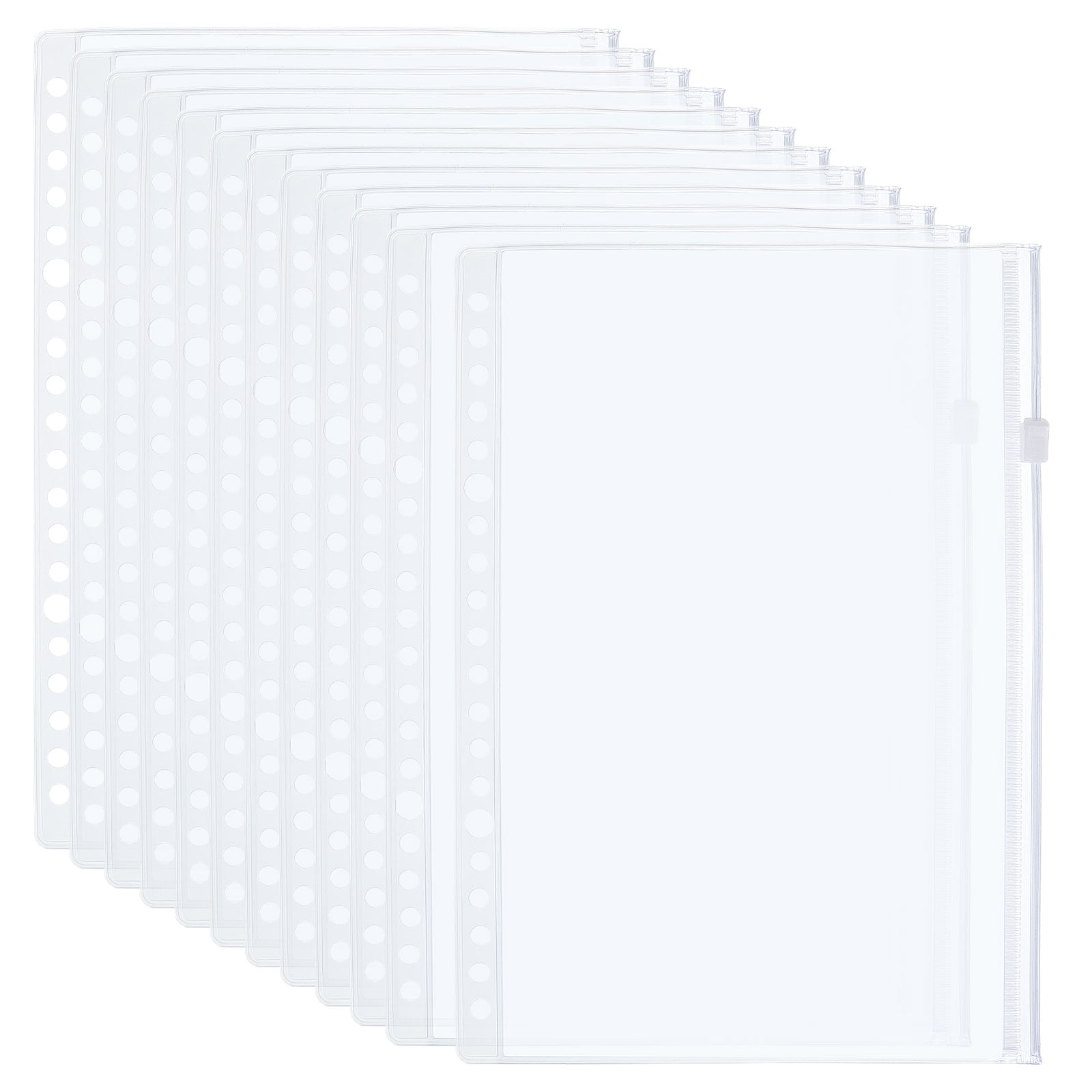Uxcell A5 Binder Pocket, 12 Pack PVC Zipper 20 Holes Binder Pouch for ...