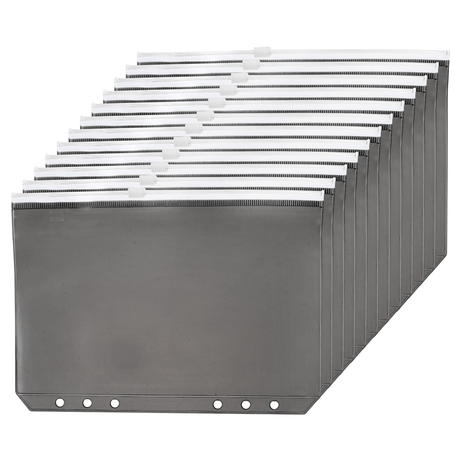 Uxcell A5 Binder Pocket, 12 Pack PVC Zipper 6 Holes Binder Pouch for 6 ...