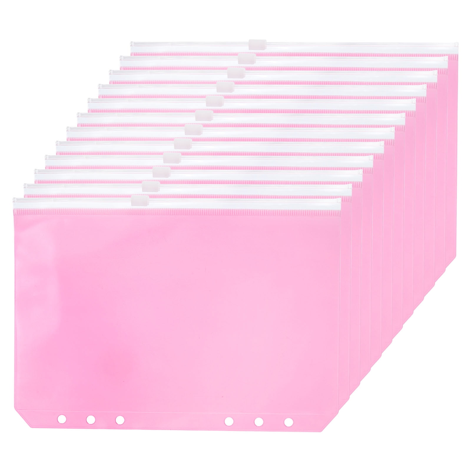 Uxcell A5 Binder Pocket, 12 Pack PVC Zipper 6 Holes Binder Pouch for 6 ...
