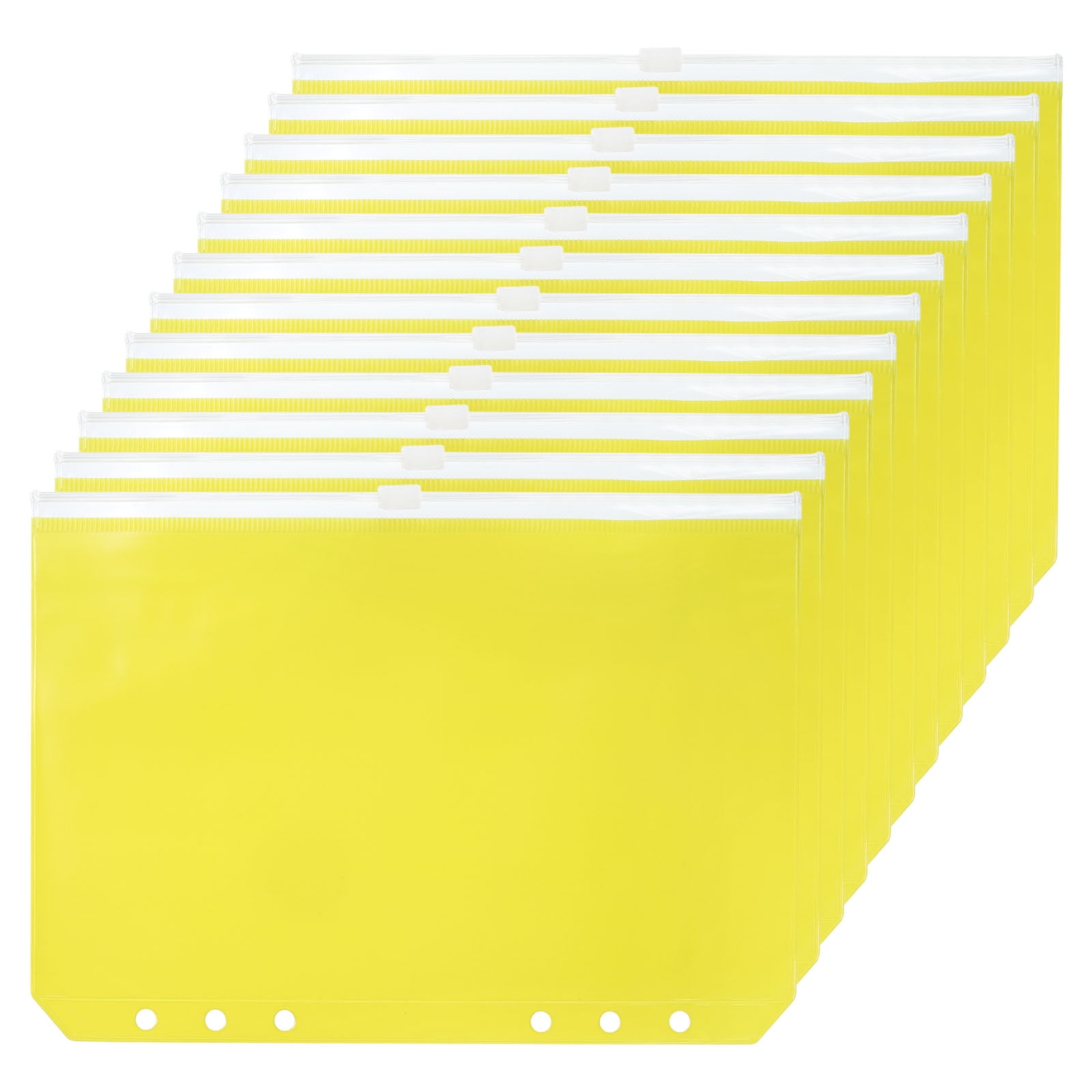 Uxcell A5 Binder Pocket, 12 Pack PVC Zipper 6 Holes Binder Pouch for 6 ...