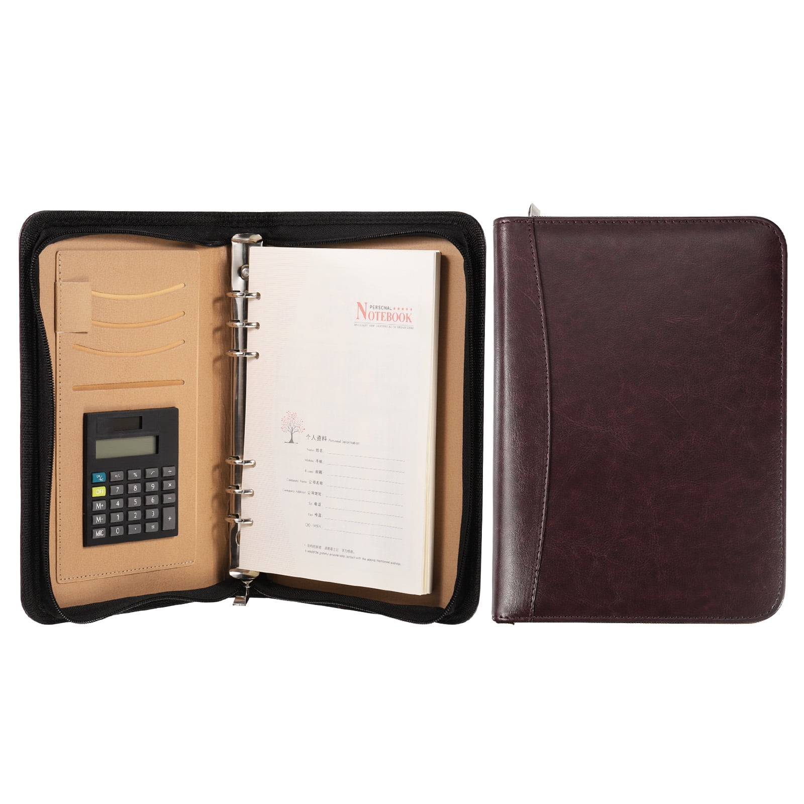 Uxcell A5 Business Portfolio PU Leather Padfolio Organizer Legal ...