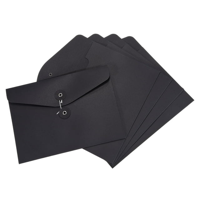 Uxcell A5 Document Filing Envelopes Pocket String File Folders, Black 5 ...