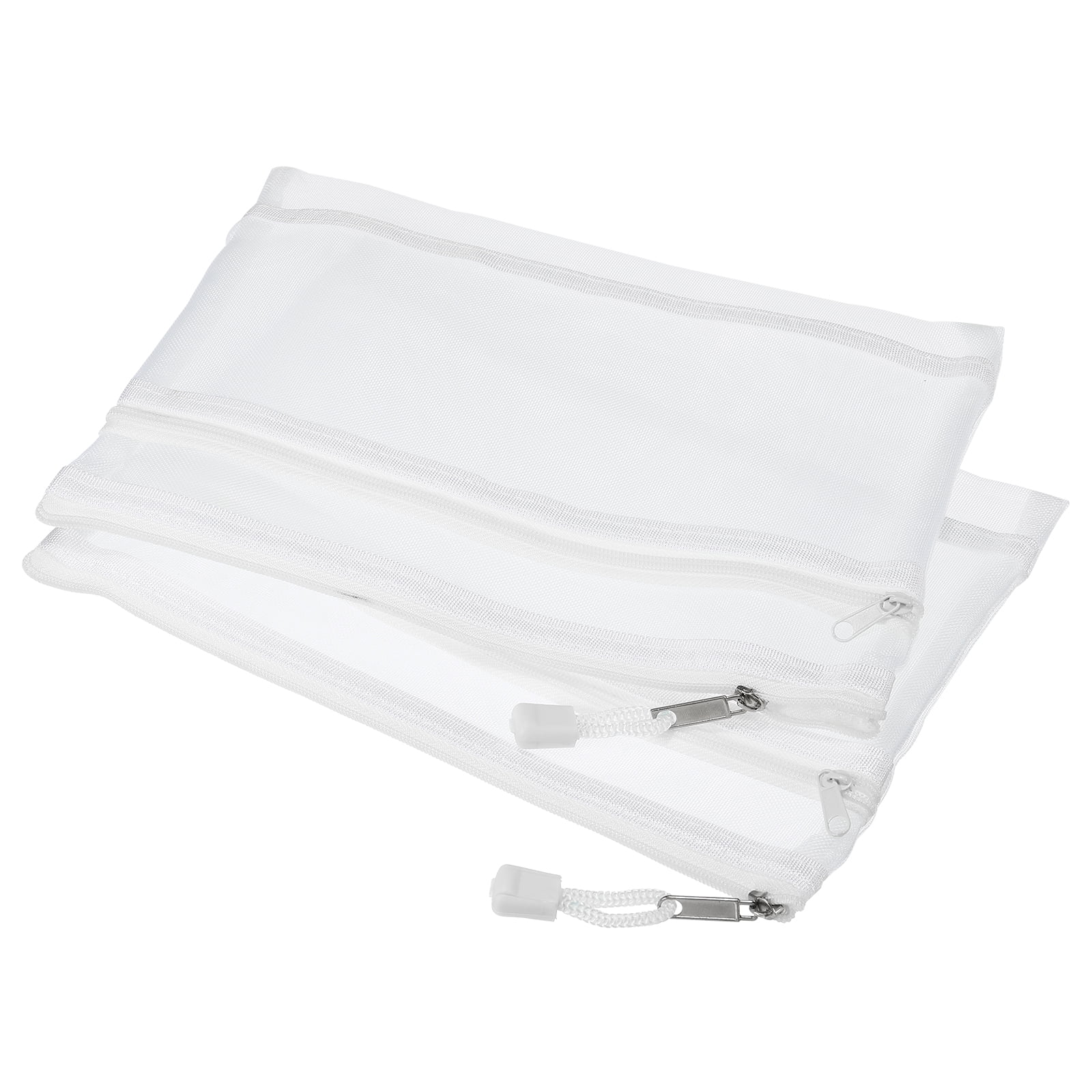 Uxcell A5 Double Layer Zip File Pouch Storage Pockets Mesh Zipper Bags ...
