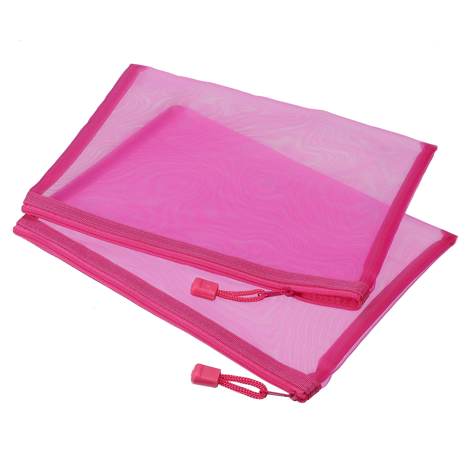 Uxcell A5 File Pouch Storage Pockets Mesh Zipper Bags, Rose Red 6 Pack ...