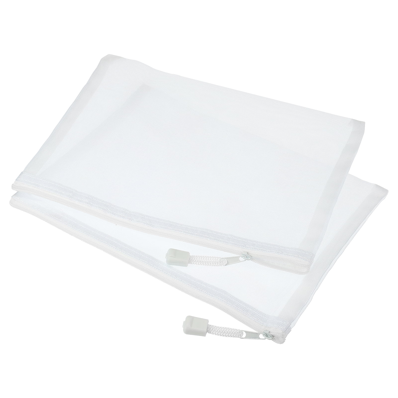 Uxcell A5 File Pouch Storage Pockets Mesh Zipper Bags, White 6 Pack ...