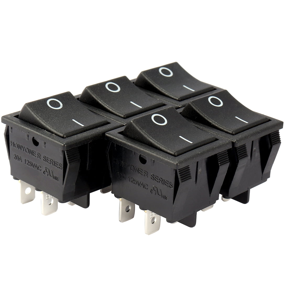 Uxcell AC 20A/125V 22A/250V DPST 4P 2 Position I/O Boat Rocker Switch ...