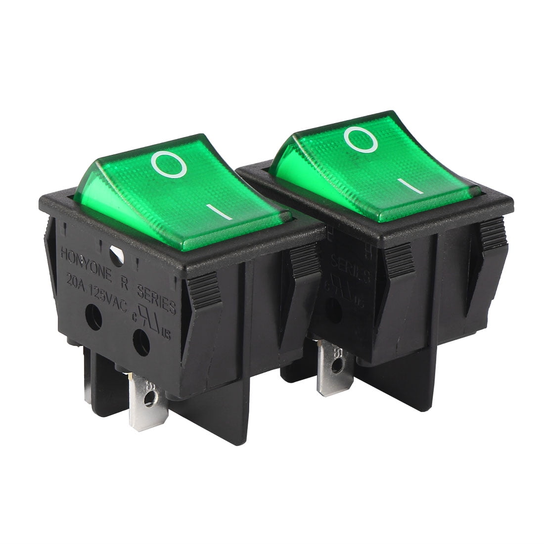 Uxcell AC 20A/125V 22A/250V DPST 4P NO/OFF Green LED Light Rocker ...