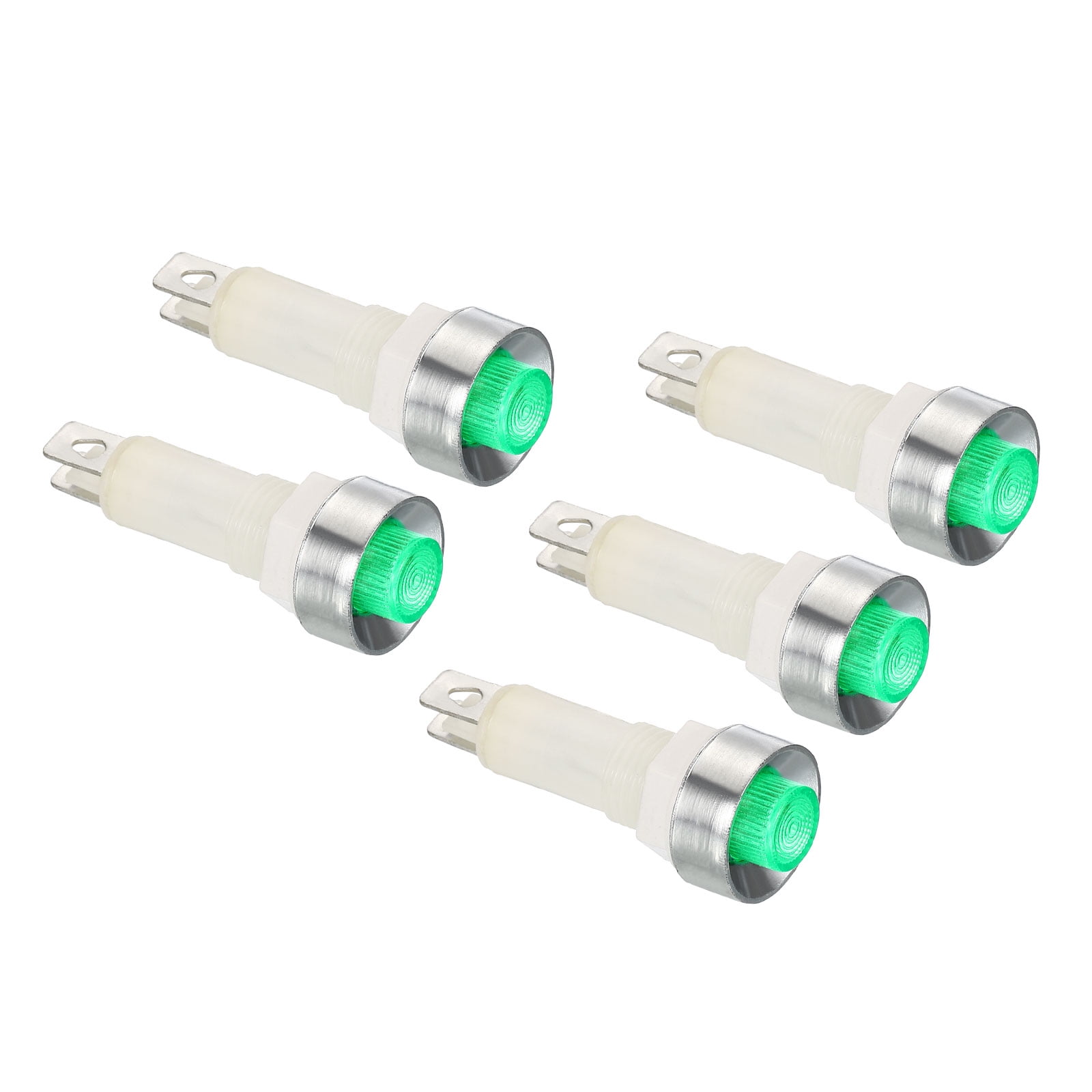 Uxcell AC/DC 12V 10mm Green LED Signal Indicator Lights, 5 Pack ...