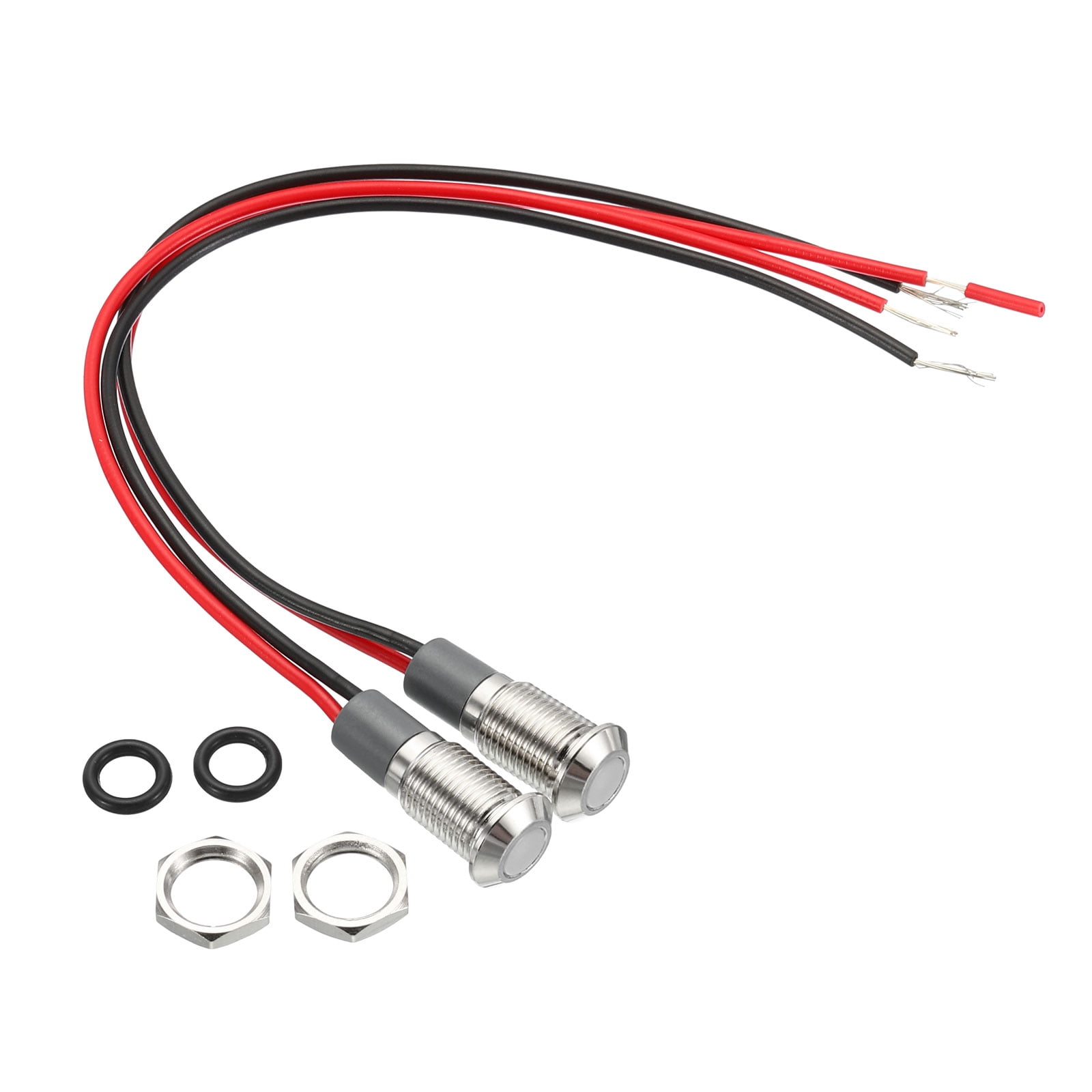 Uxcell AC/DC 12V/24V 8mm Flush Panel Mount White Indicator Light with ...
