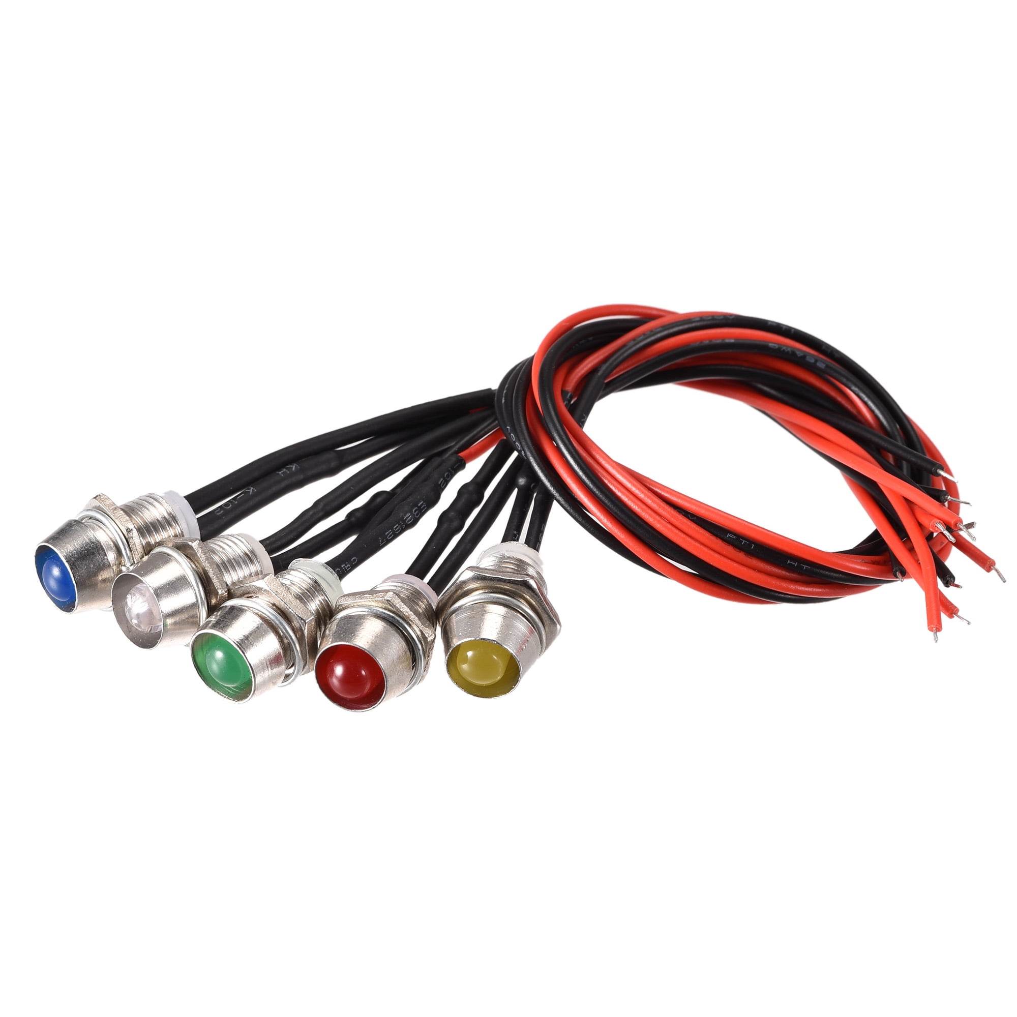 Uxcell AC/DC 24V 8mm Panel Mount LED Indicator Light Red Yellow Blue ...