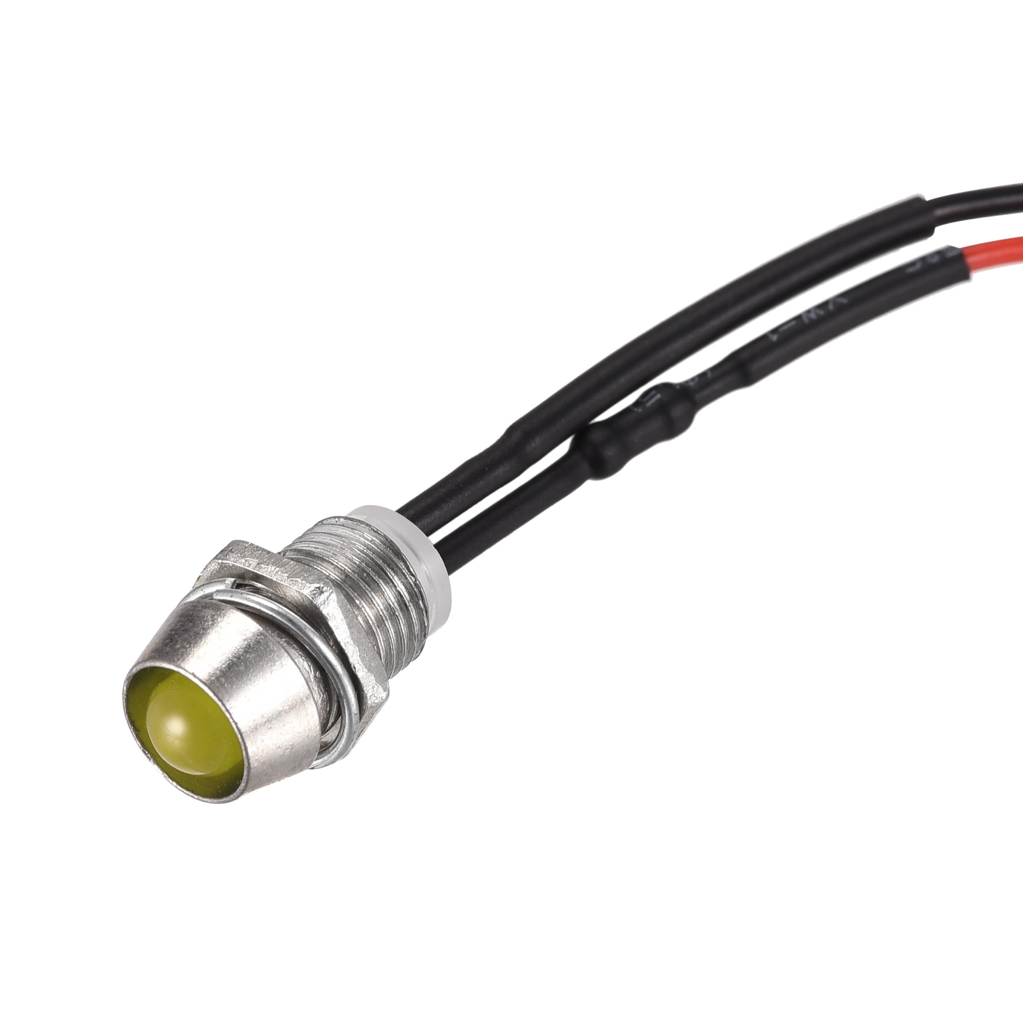 Uxcell AC/DC 24V 8mm Panel Mount LED Indicator Light Yellow LED Metal ...