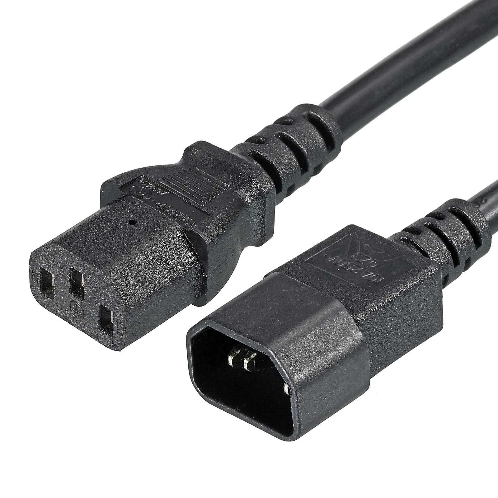Uxcell AC Power Cord 3 Prong C14 Male to C15 Female 1.64Ft 250V 10A PDU Extension Cable ...