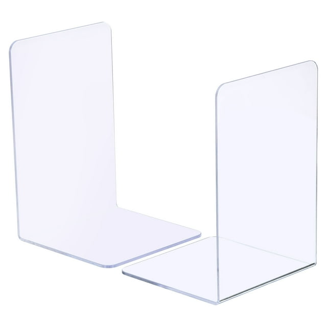 Uxcell Acrylic Bookends, 2 Pack L-shaped Book Ends for Shelves Desktop ...