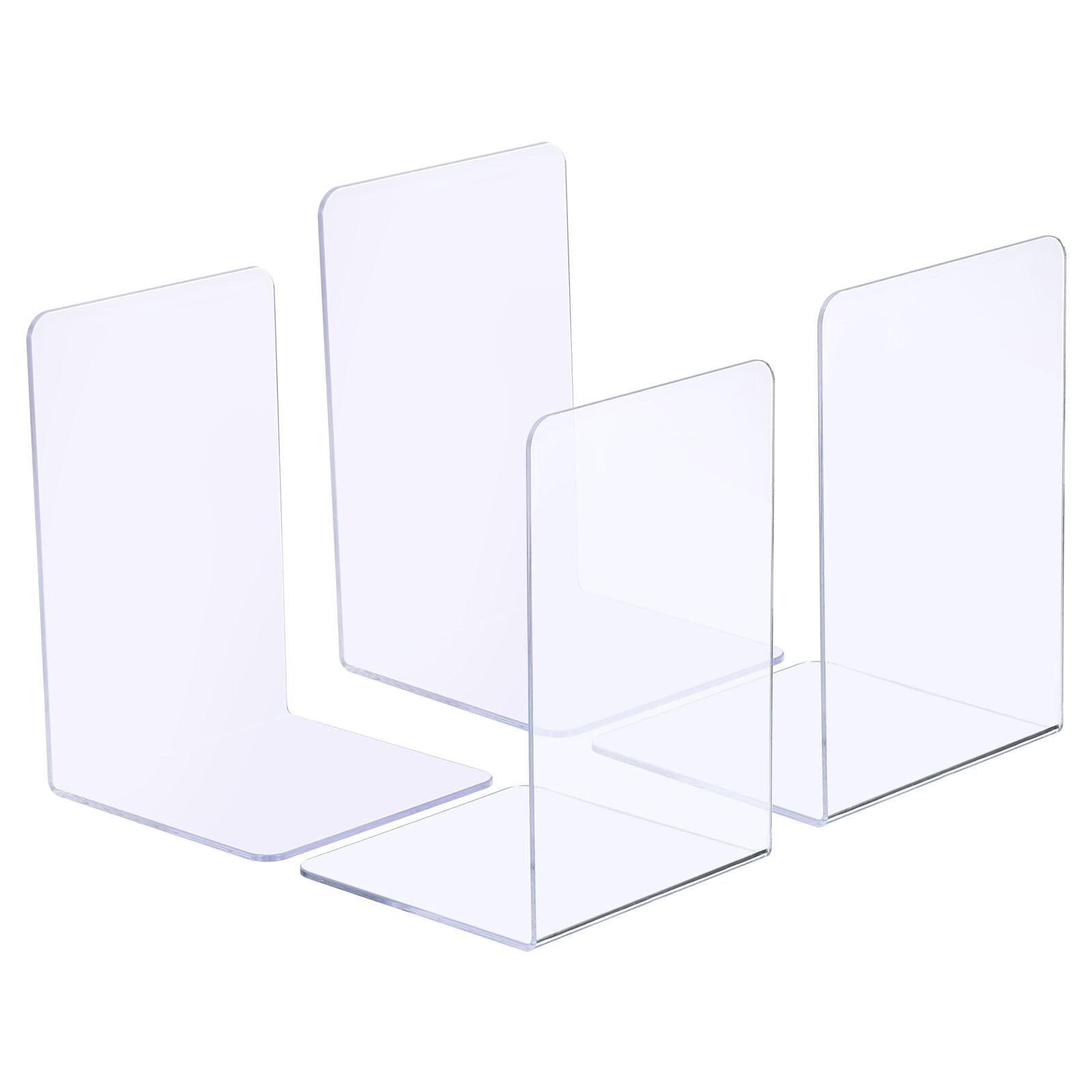 Uxcell Acrylic Bookends, 4 Pack L-shaped Book Ends for Shelves Desktop ...
