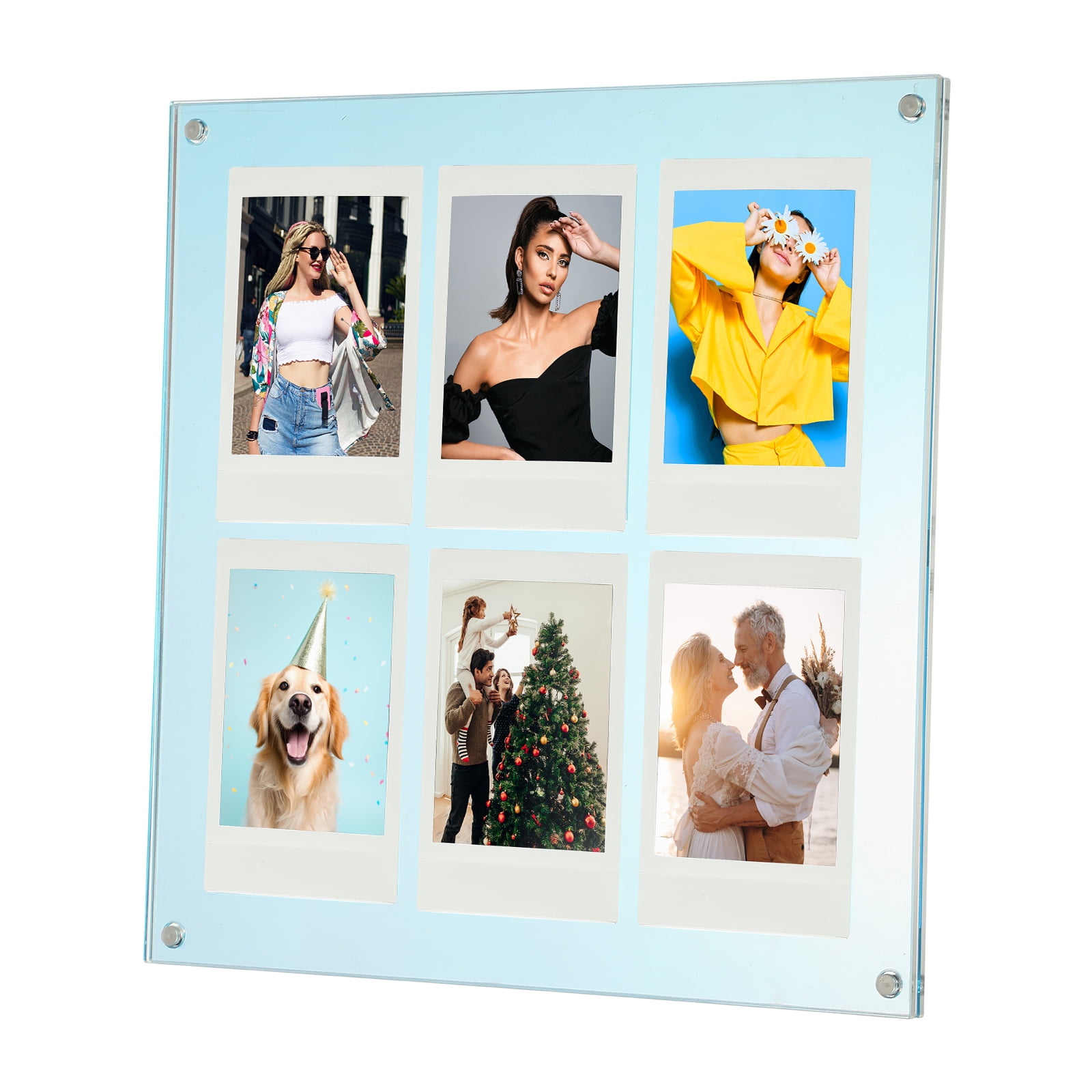 Uxcell Acrylic Collage Photo Frame, Fits 2x3 Photos Floating Magnetic ...