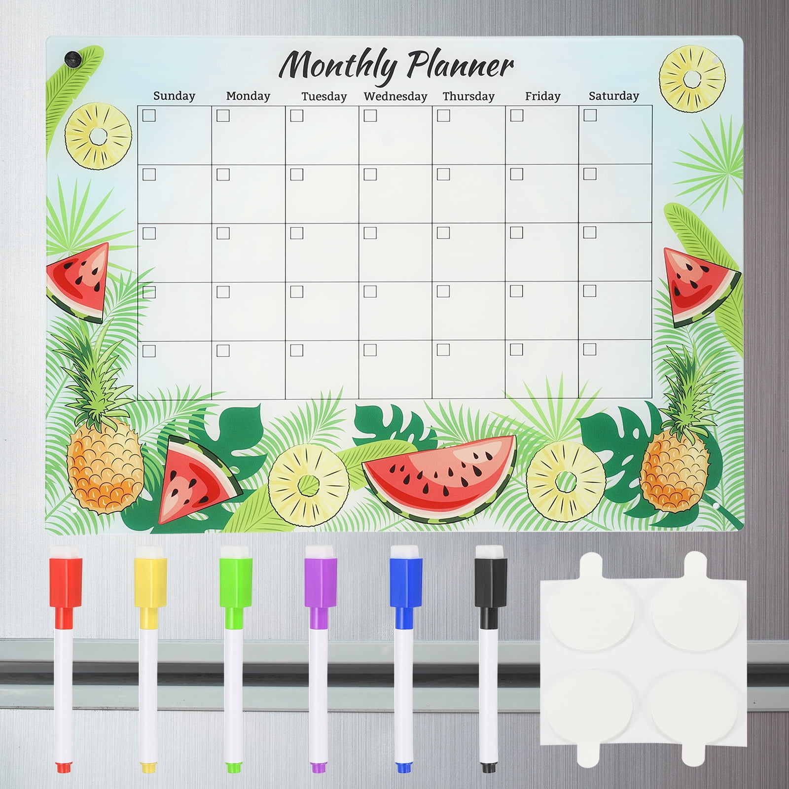 Uxcell Acrylic Magnetic Calendar for Fridge 12"x8", Weekly with Markers ...
