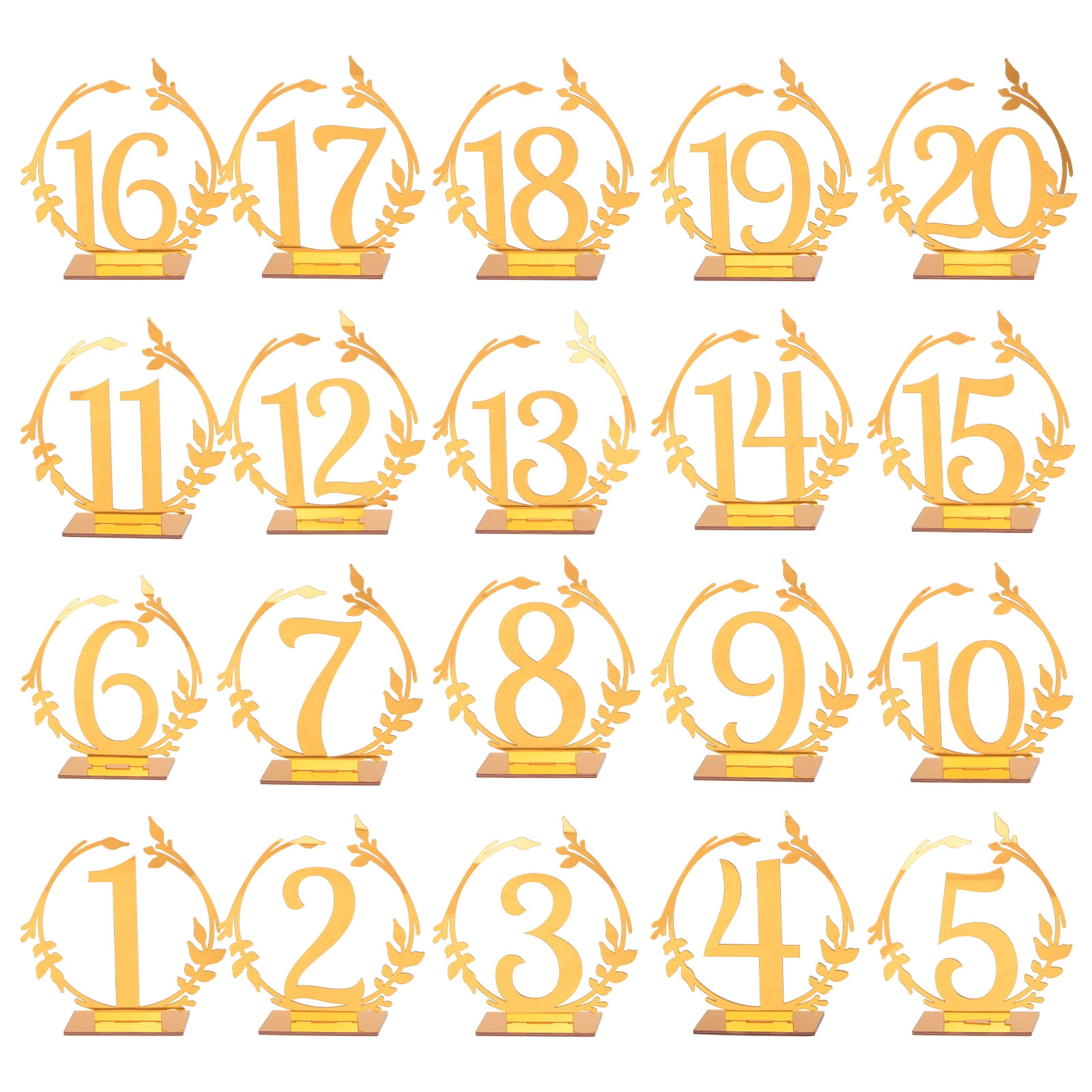 Uxcell Acrylic Number Table Sign Place Cards with Stands Gold Tone 120 ...