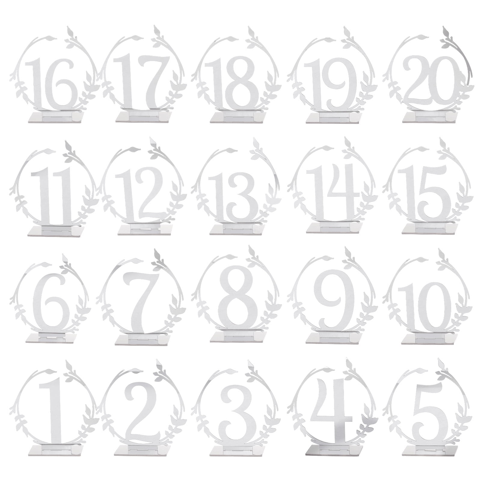 Uxcell Acrylic Number Table Sign Place Cards with Stands Silver Tone ...