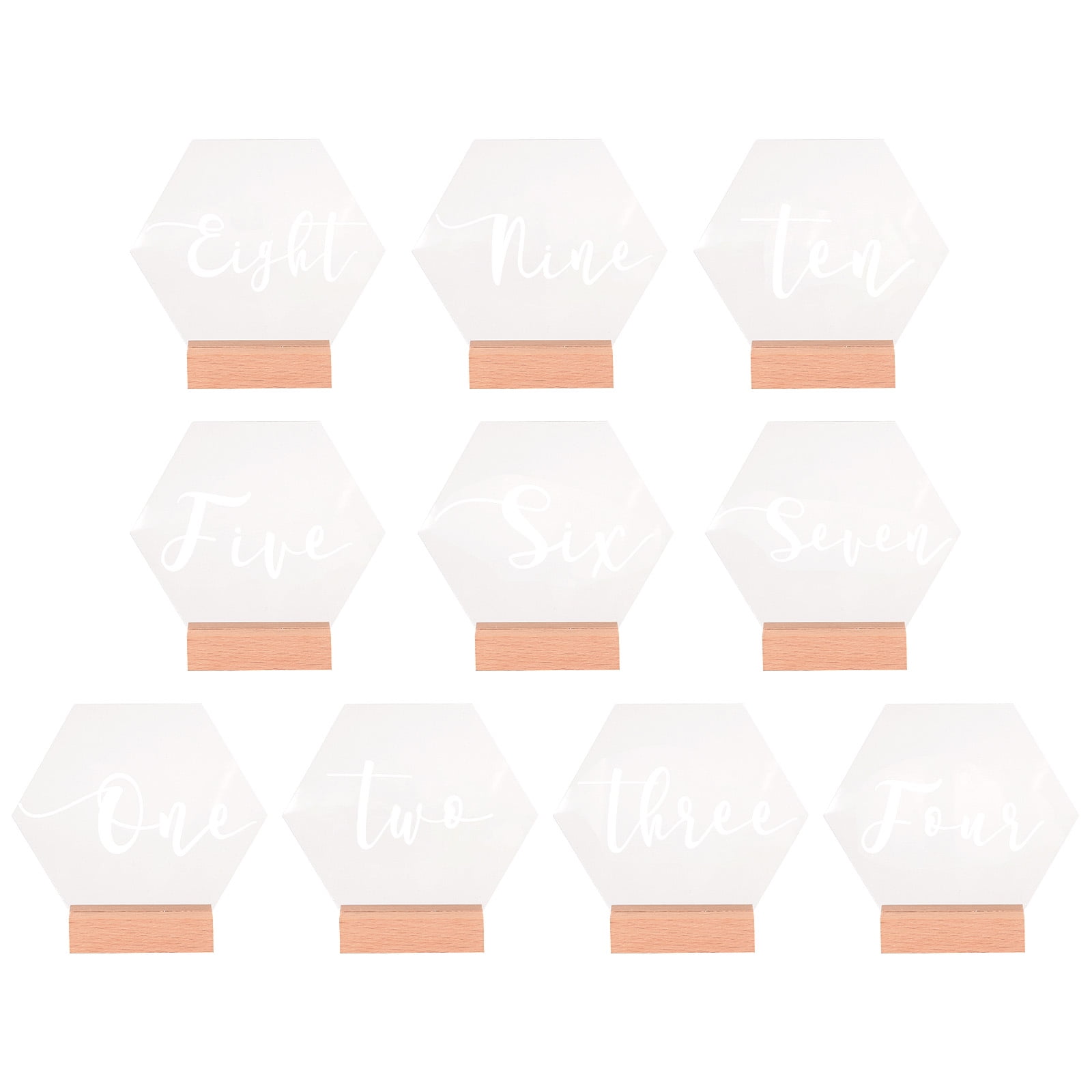 Uxcell Acrylic Number Table Sign Place Cards with Wood Stands Clear ...