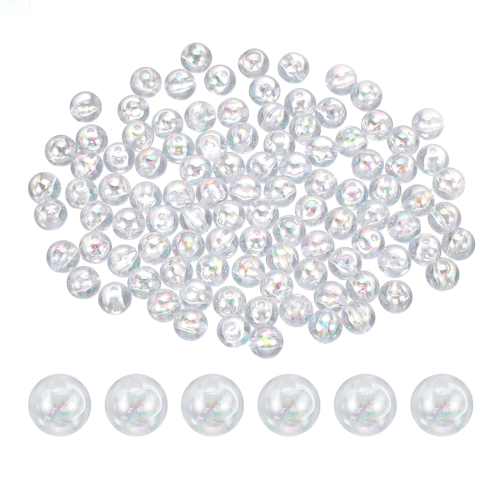 Uxcell Acrylic Round Beads, AB Colors Round Spacer Beads with Holes ...