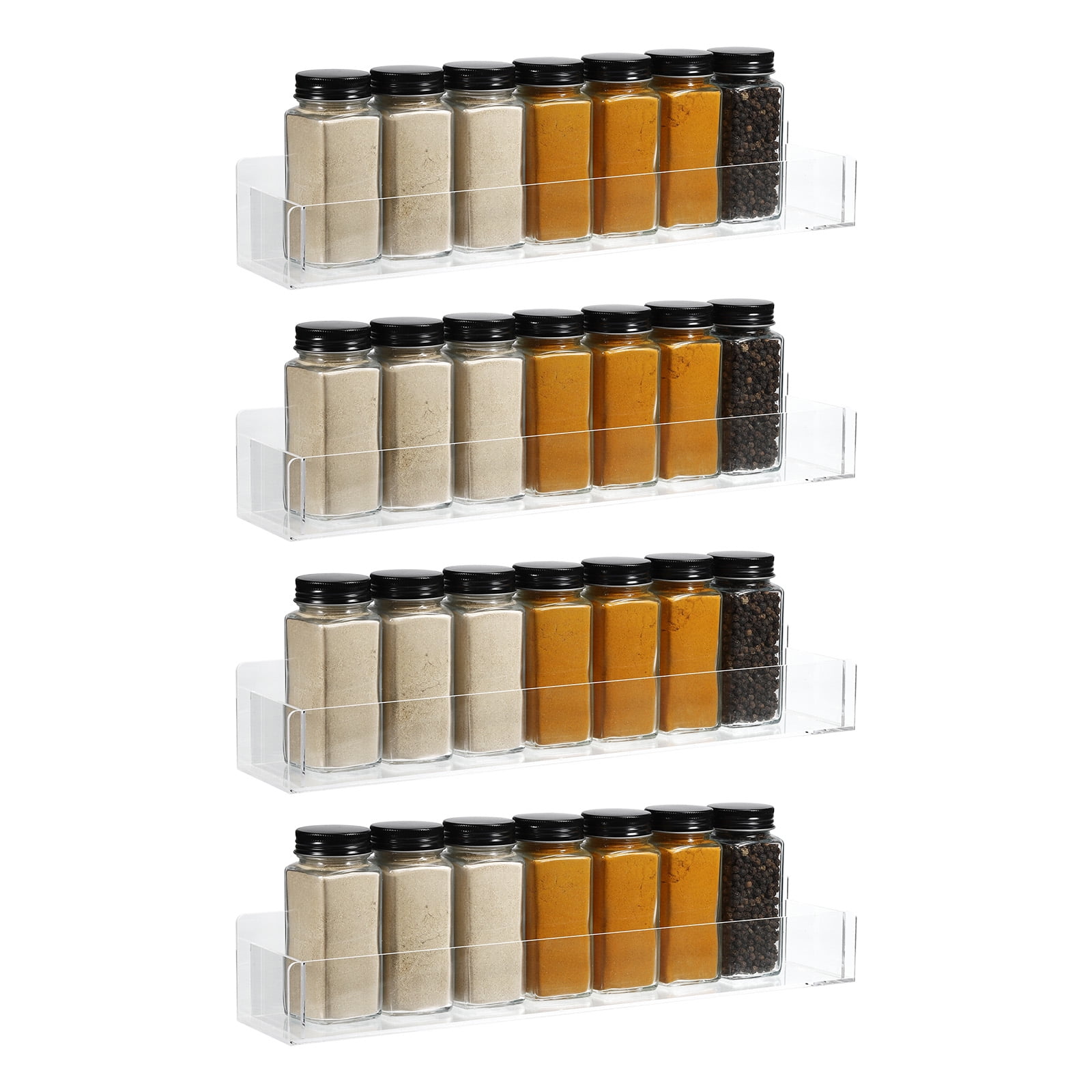 Uxcell Acrylic Spice Rack Wall Mount, 4 Set Acrylic Spice Shelf ...