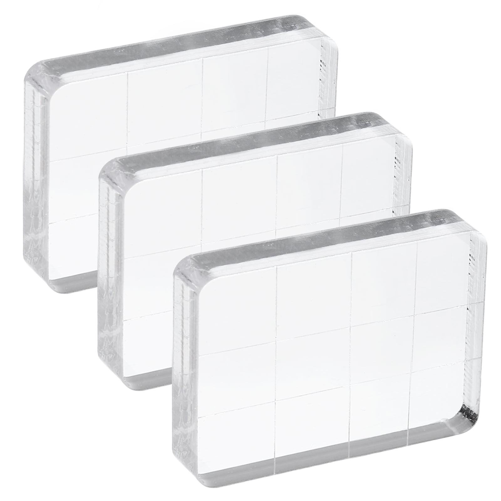 Uxcell Acrylic Stamp Block, 3 Pack Rectangular Shape with Grid Lines, 1 ...