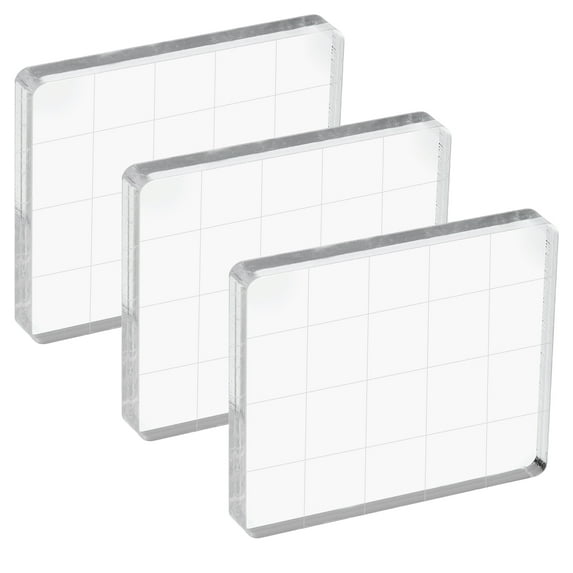 Uxcell Acrylic Stamp Block, 3 Pack Rectangular Shape with Grid Lines ...