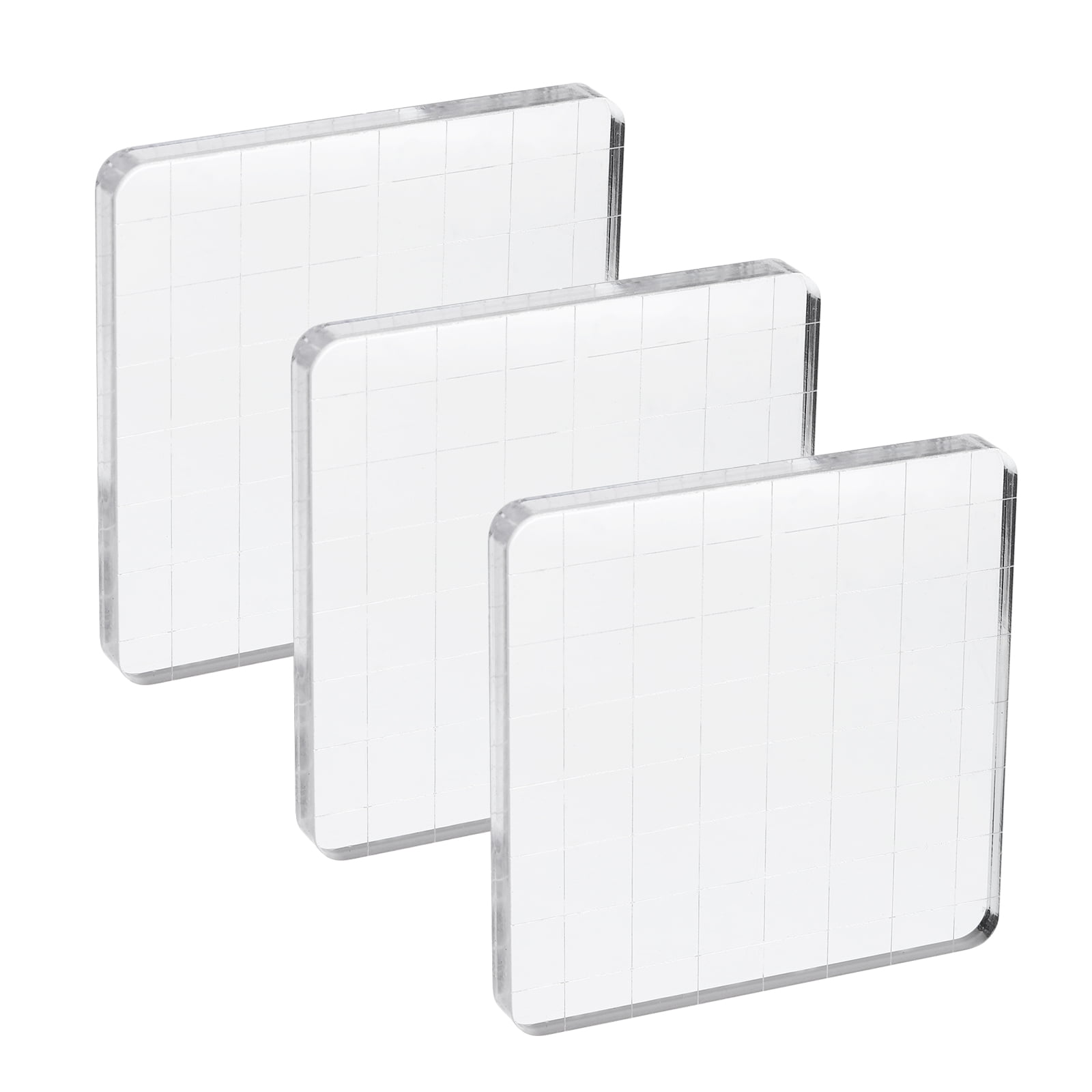 Uxcell Acrylic Stamp Block, 3 Pack Square Shape with Lines, 3x3 ...