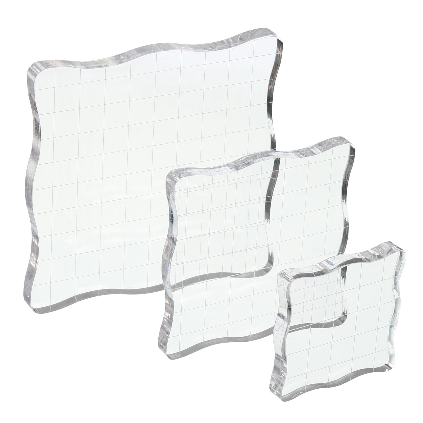Uxcell Acrylic Stamp Block Clear Stamping Block with Grid Lines ...