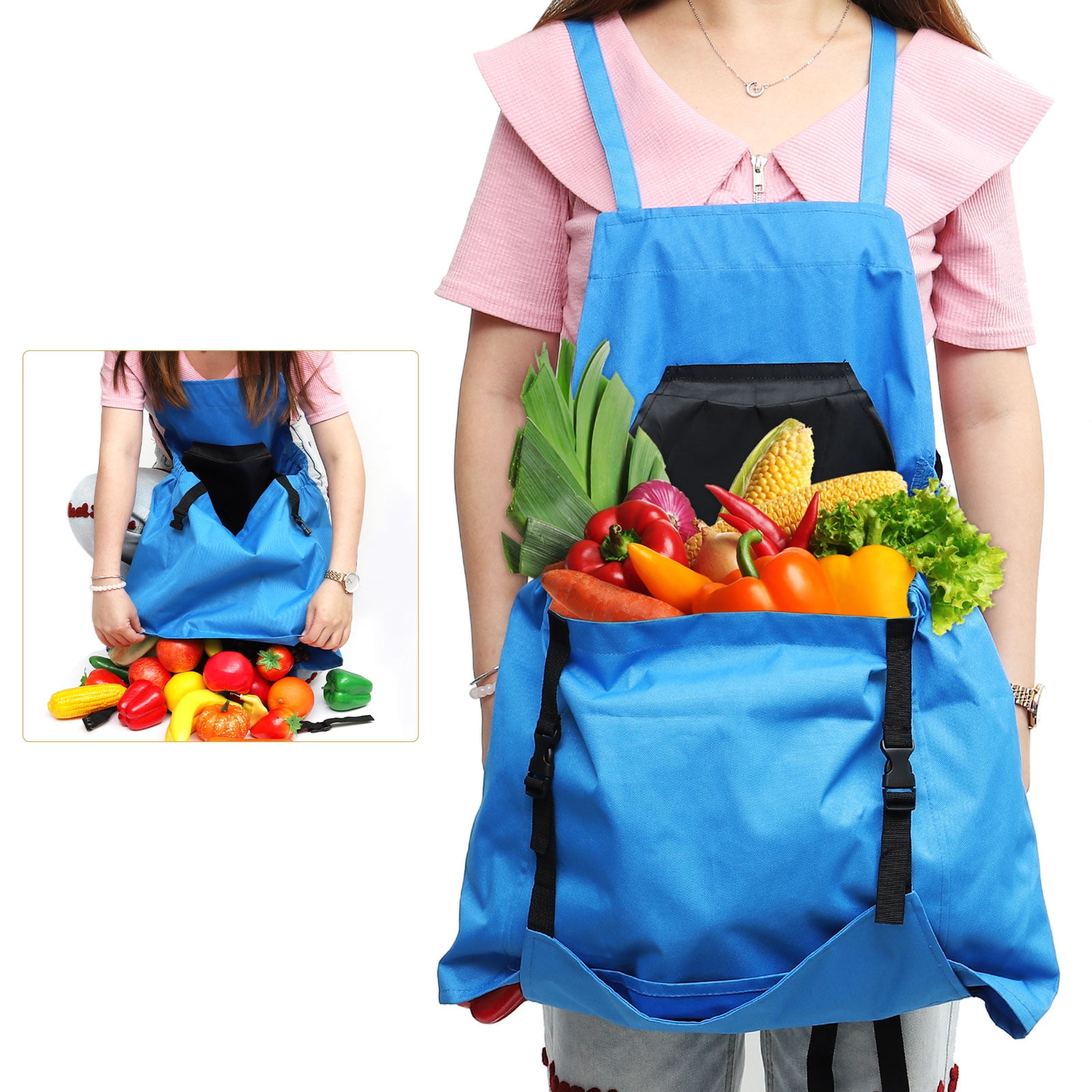 Uxcell Adjustable Gardening Apron Waterproof Cross Back Harvesting Pouch Aprons with Quick ...