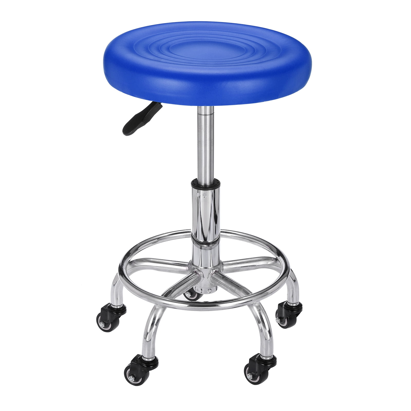 Uxcell Adjustable Height Rolling Stool with Wheels, PU Leather Round ...