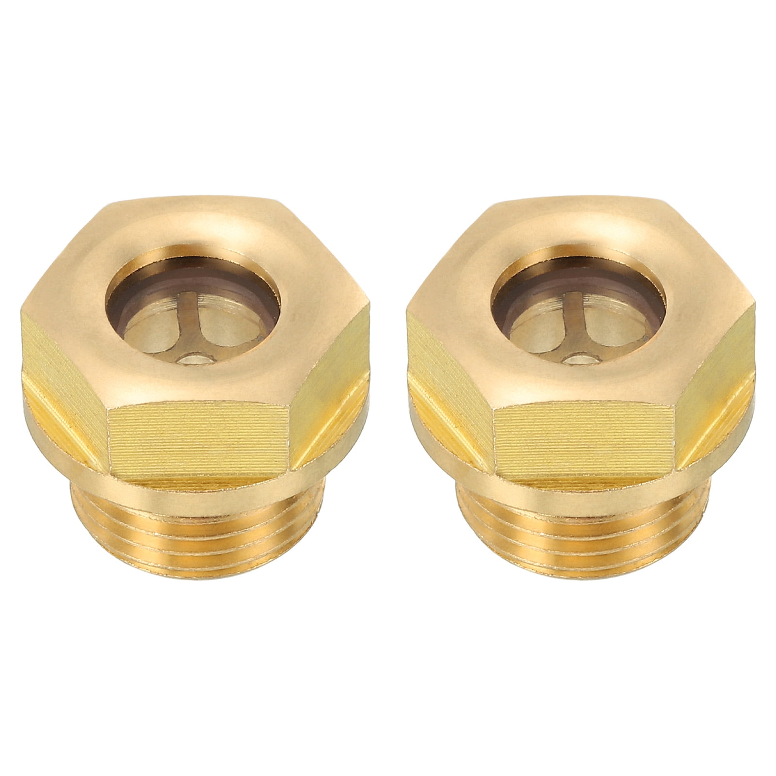 Uxcell Air Compressor Oil Sight Glass, 2 Pack G 3/8" Brass Oil Liquid ...