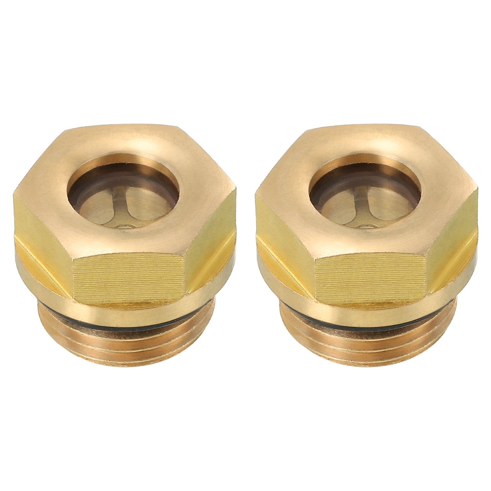 Uxcell Air Compressor Oil Sight Glass, 2 Pack M18*1.5 Brass Oil Liquid ...