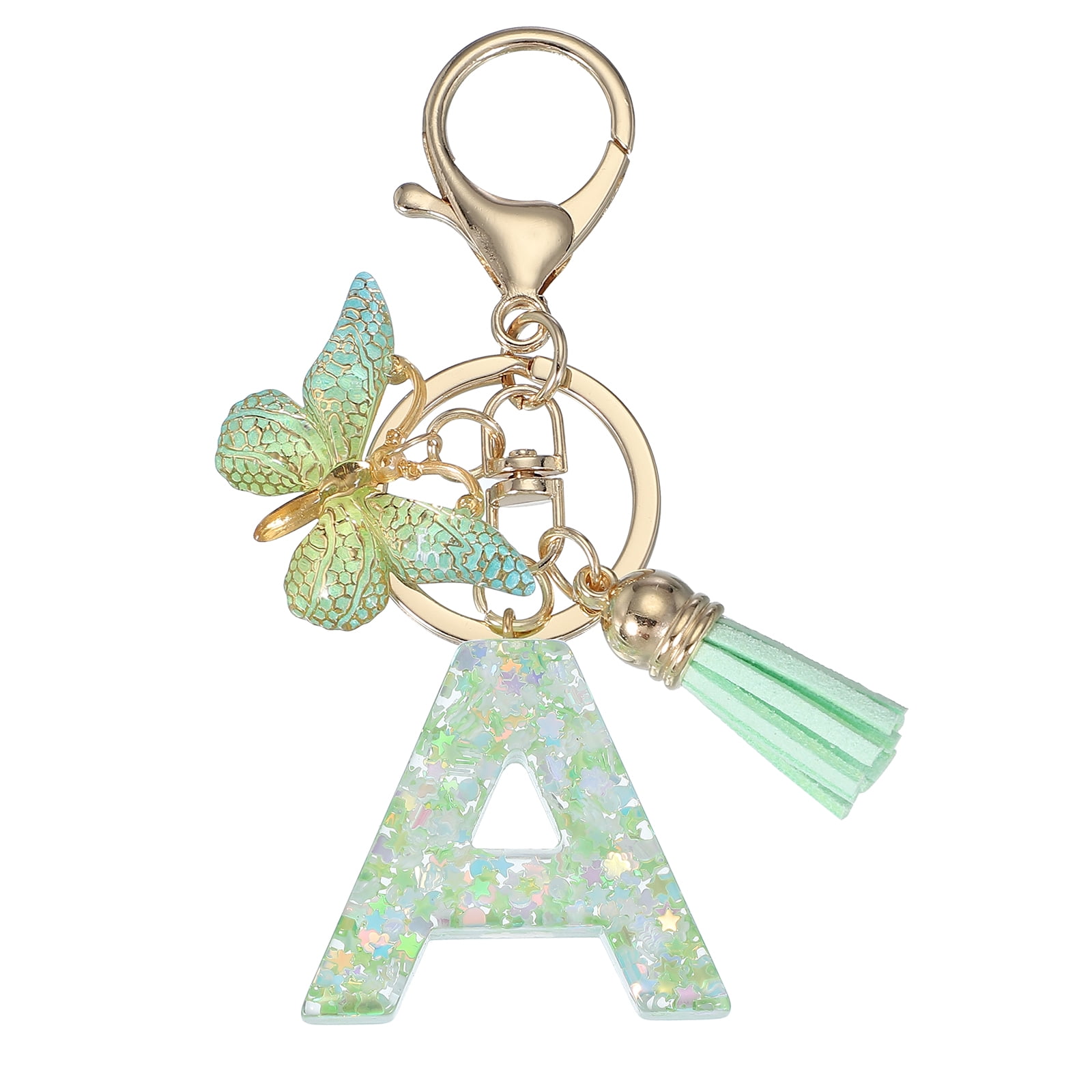 Uxcell Alphabet Initial Keychain, Resin Cute Keychains with Tassel ...
