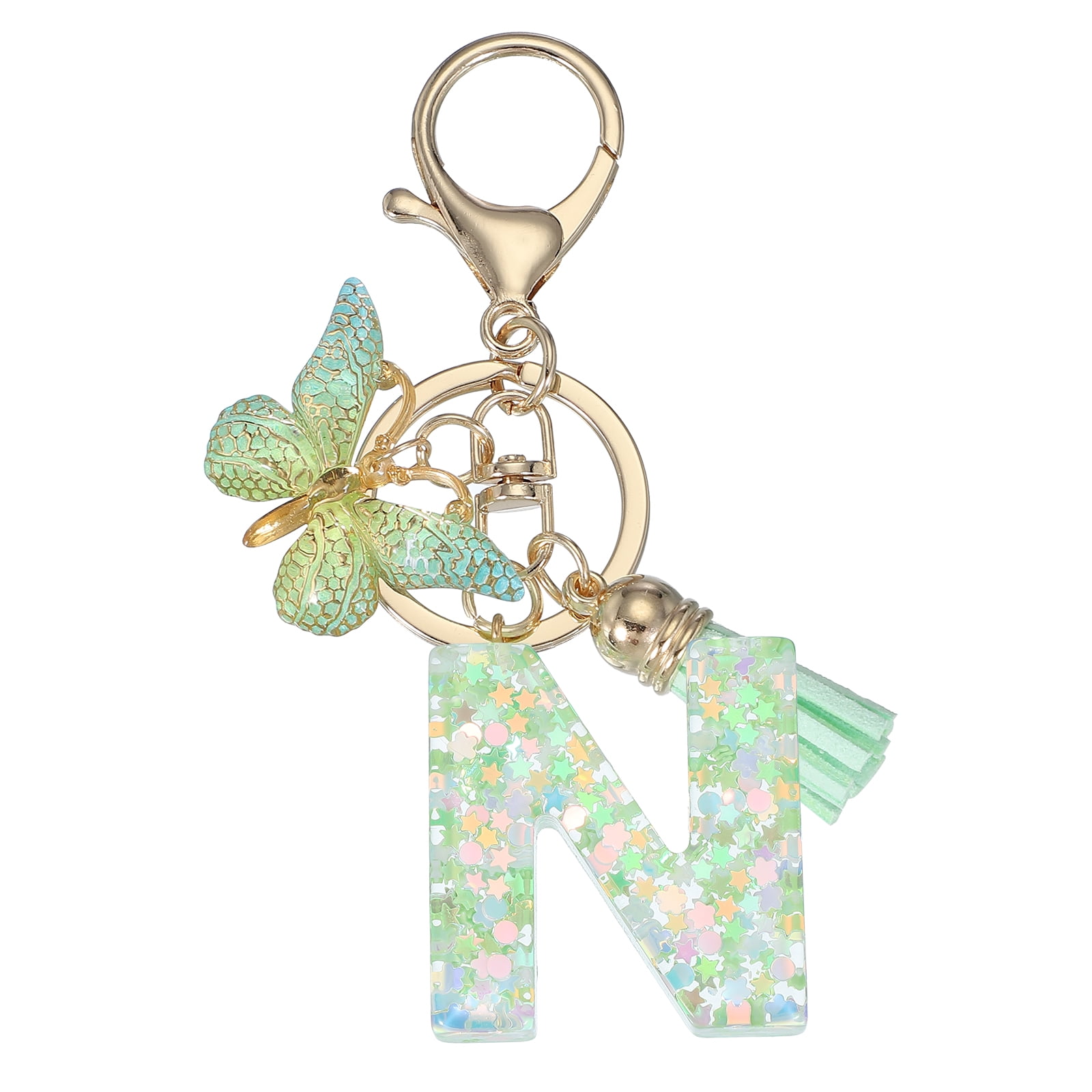 Uxcell Alphabet Initial Keychain, Resin Cute Keychains with Tassel ...