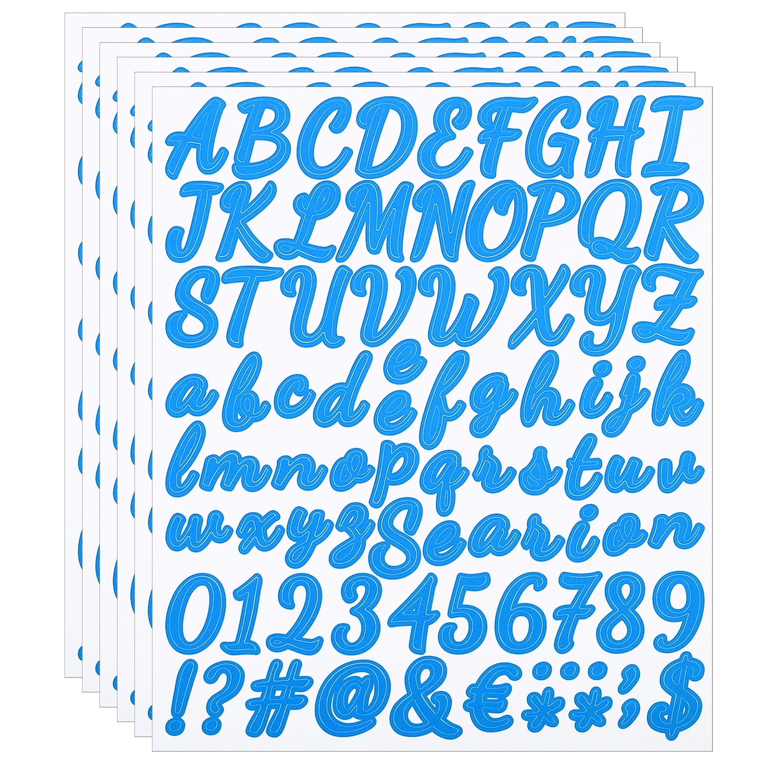 Uxcell Alphabet Letters Numbers Stickers, Self Adhesive Cursive, Light ...