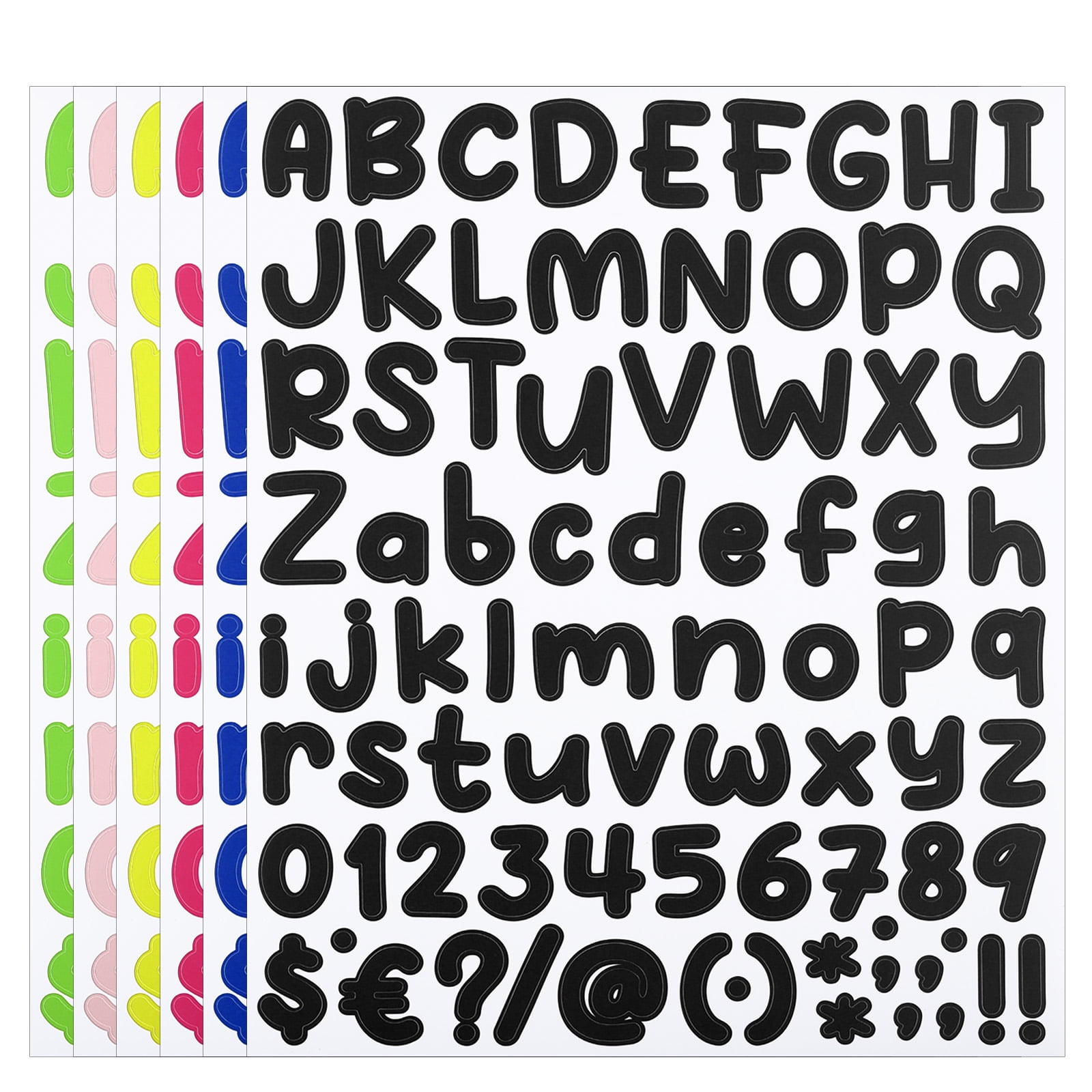 Uxcell Alphabet Letters Numbers Stickers Set, 6 Sheets Self Adhesive ...