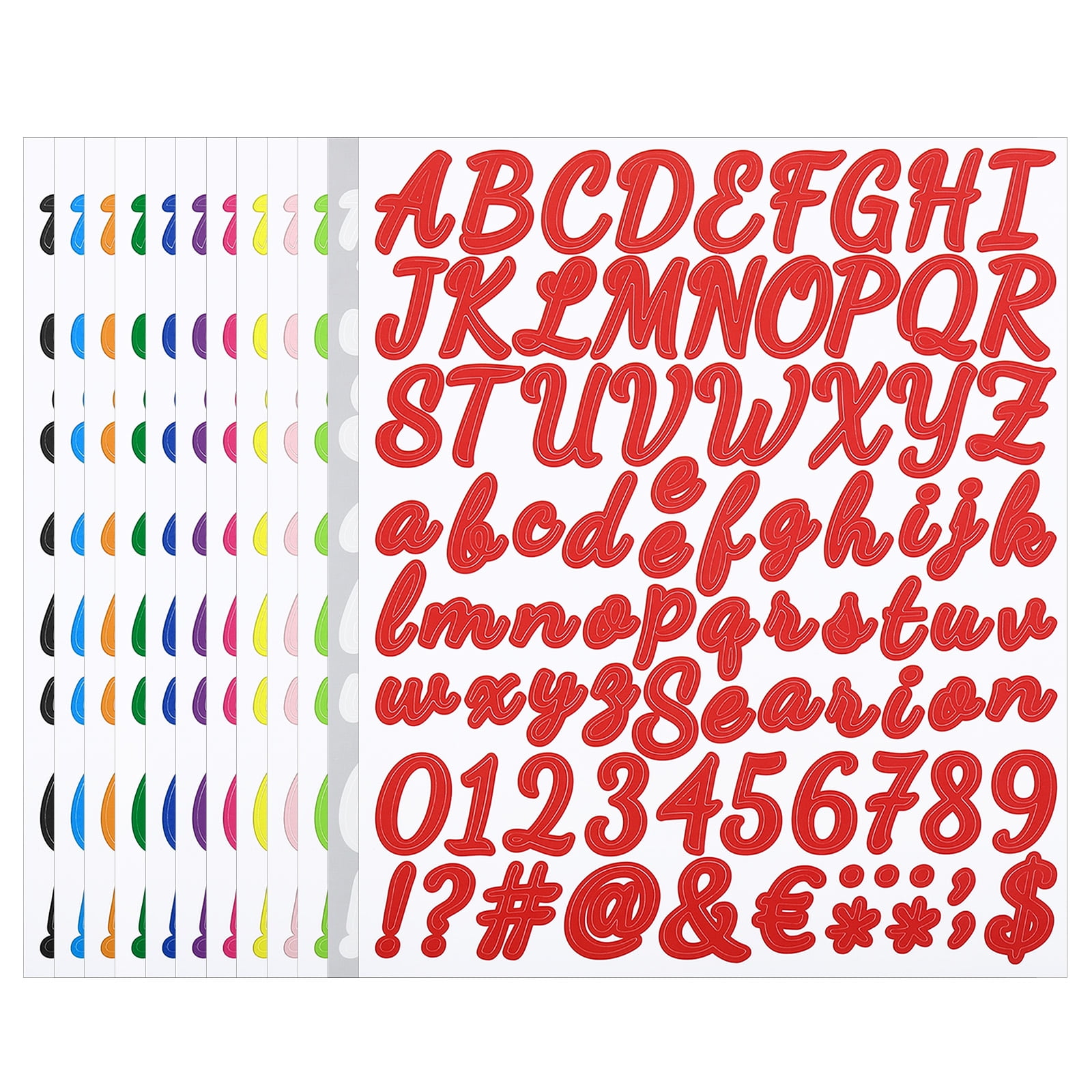 Uxcell Alphabet Letters Numbers Stickers Set, Self Adhesive Cursive, 12 ...