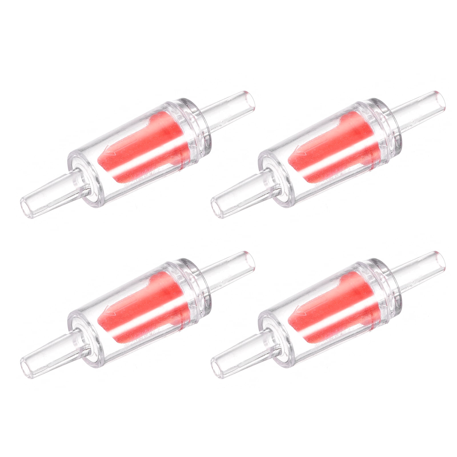 Uxcell Aquarium Air Pump Check Valves Red Clear Plastic Check Valve for ...