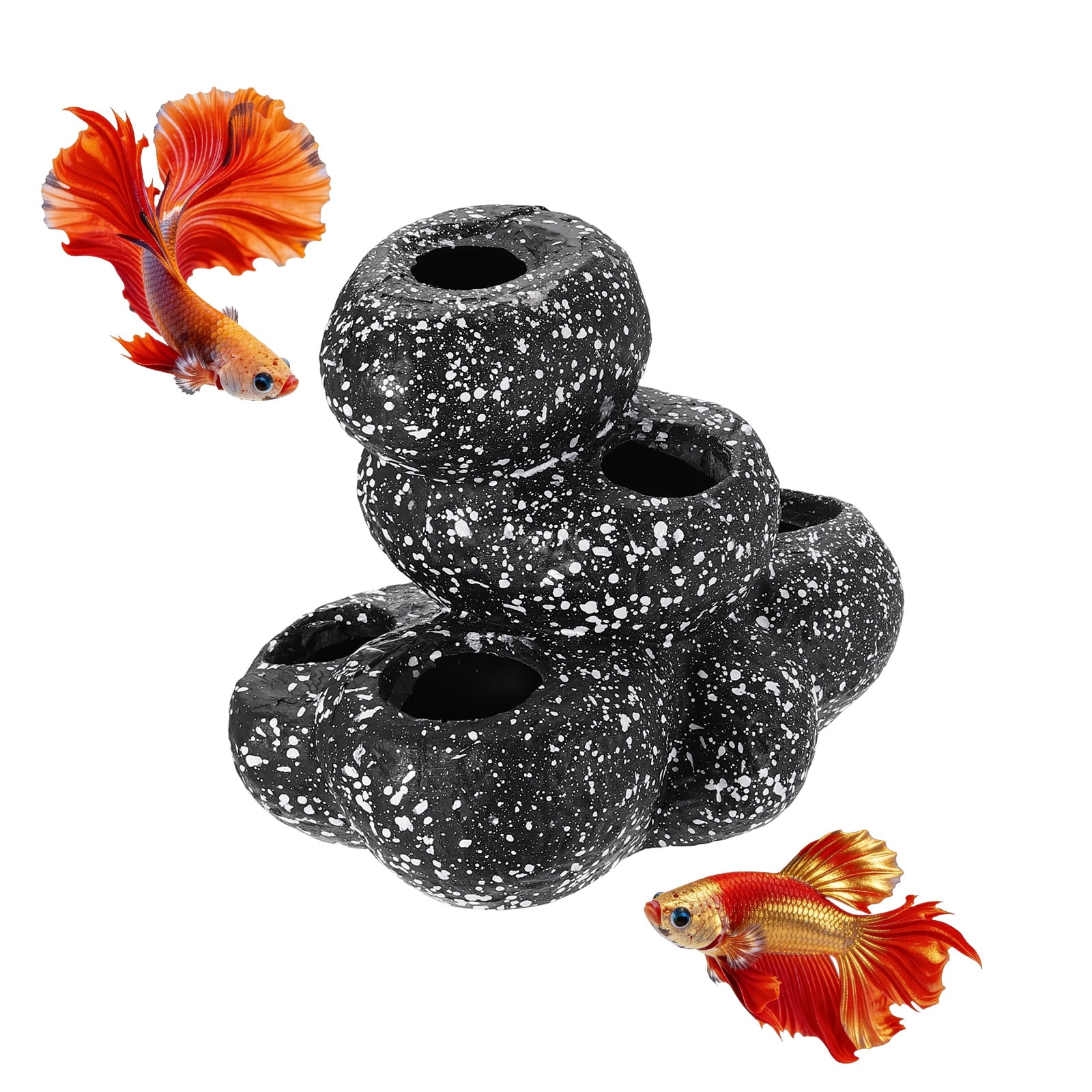 Uxcell Aquarium Decorations Rocks, 5.9x4.4x4.6 Inch Betta Hide Resin ...