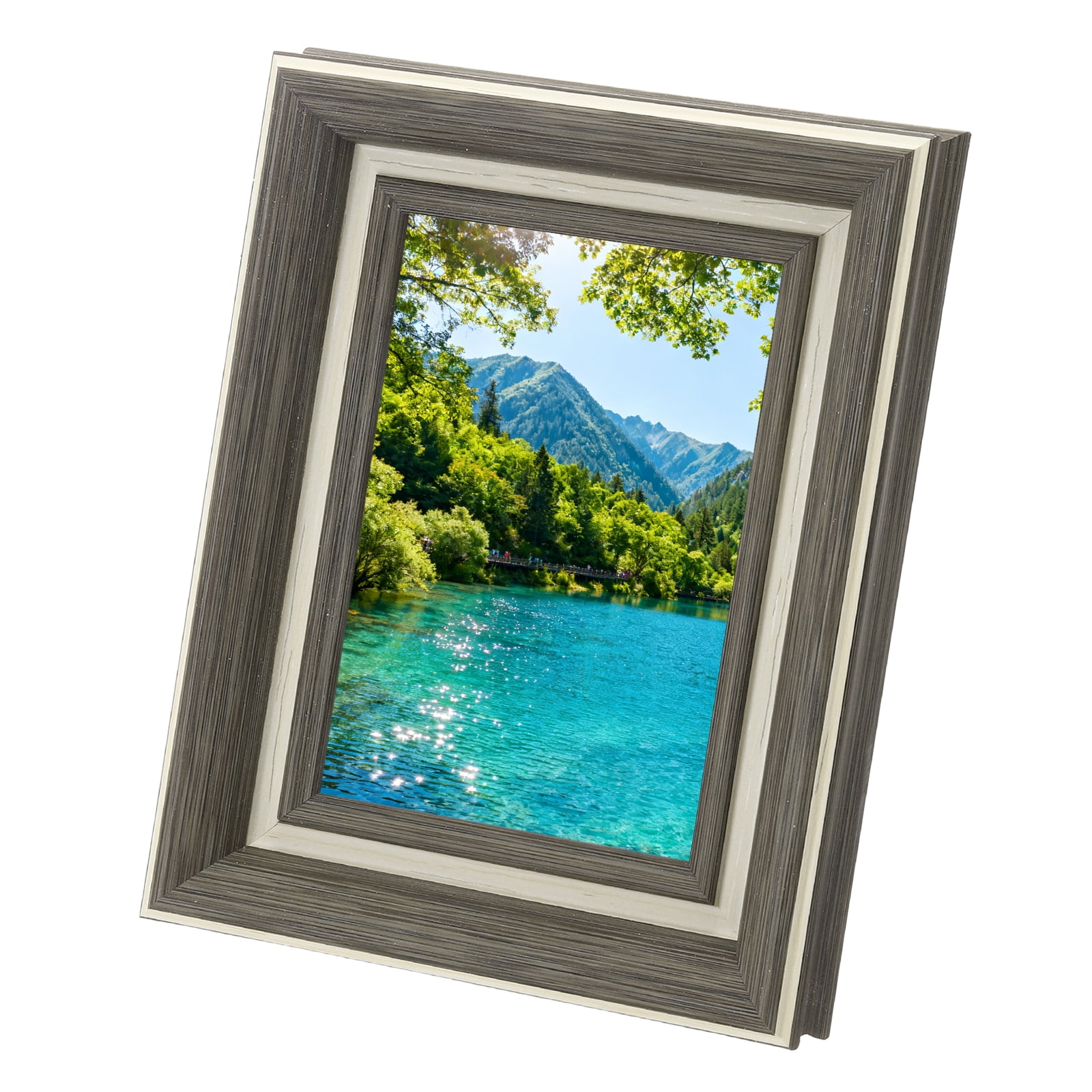 Uxcell Arc-Edged Taupe Rectangle Photo Frame, 6.9x5.4 Inch Resin Photo ...