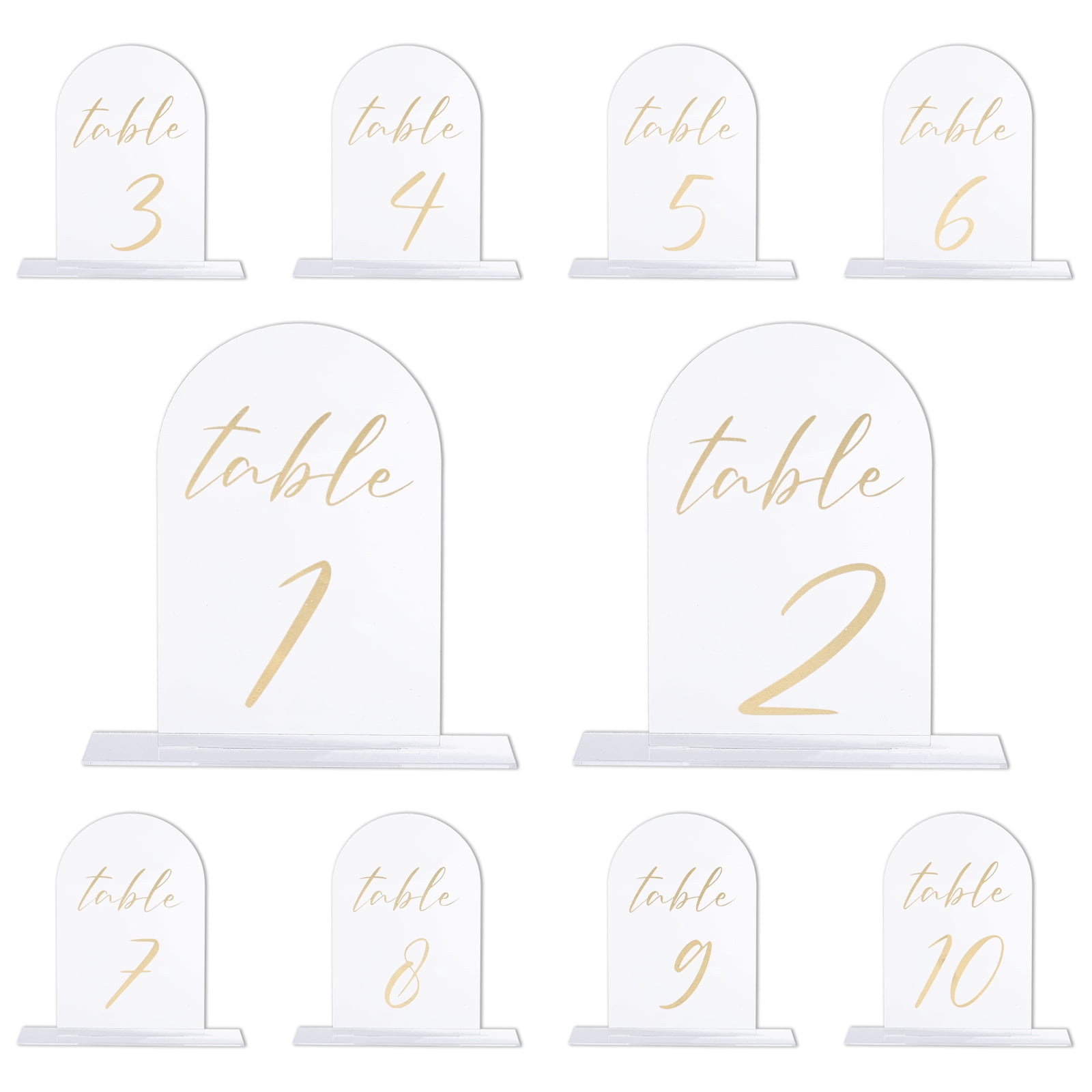 Uxcell Arch Table Numbers 1-10, 6"x4" Acrylic Display Signs and Holders ...