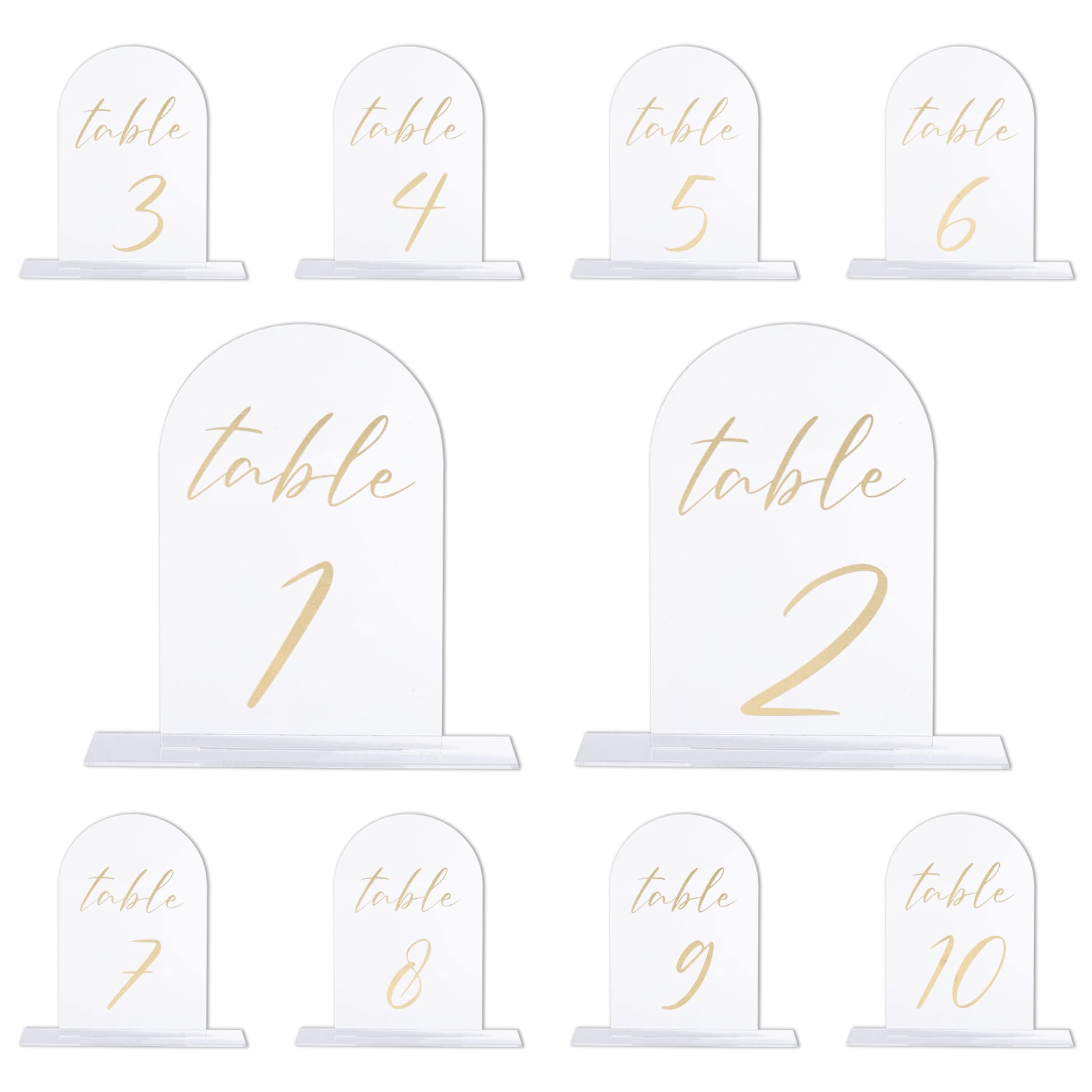 Uxcell Arch Table Numbers 1-10, 6"x4" Acrylic Display Signs and Holders ...