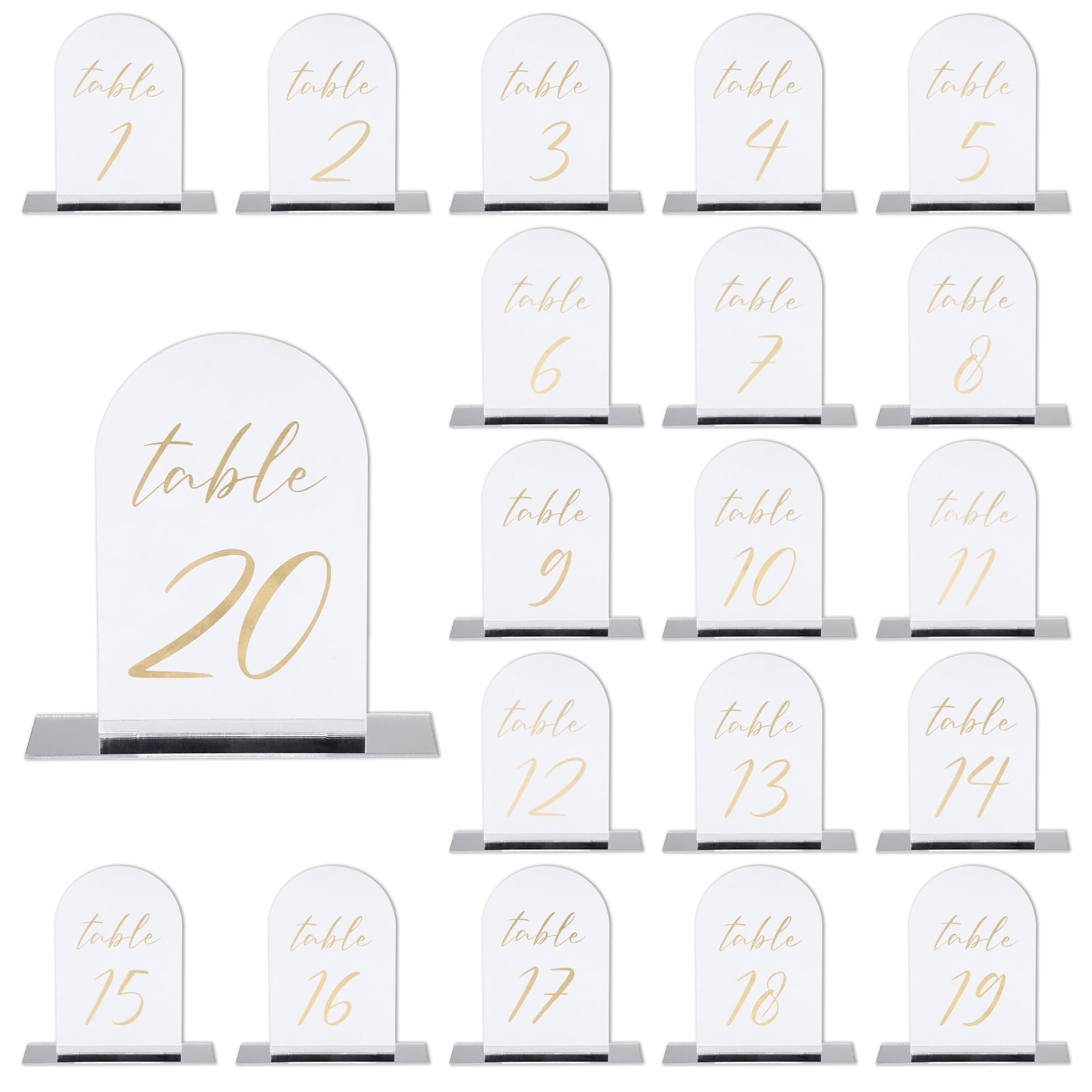 Uxcell Arch Table Numbers 1-20, 6"x4" Acrylic Display Signs and Holders ...