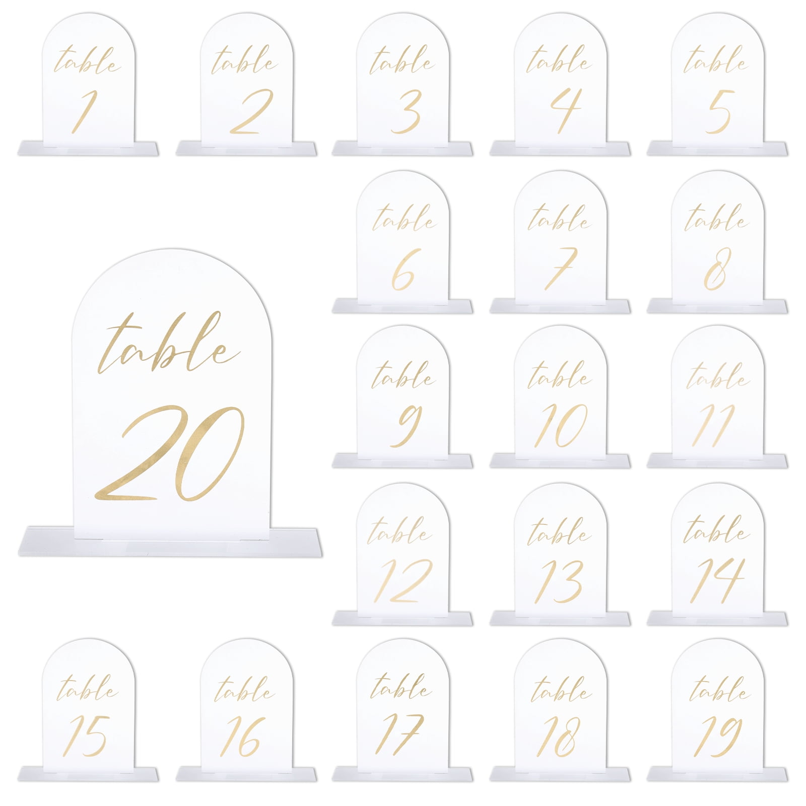 Uxcell Arch Table Numbers 1-20, 6"x4" Acrylic Display Signs and Holders ...